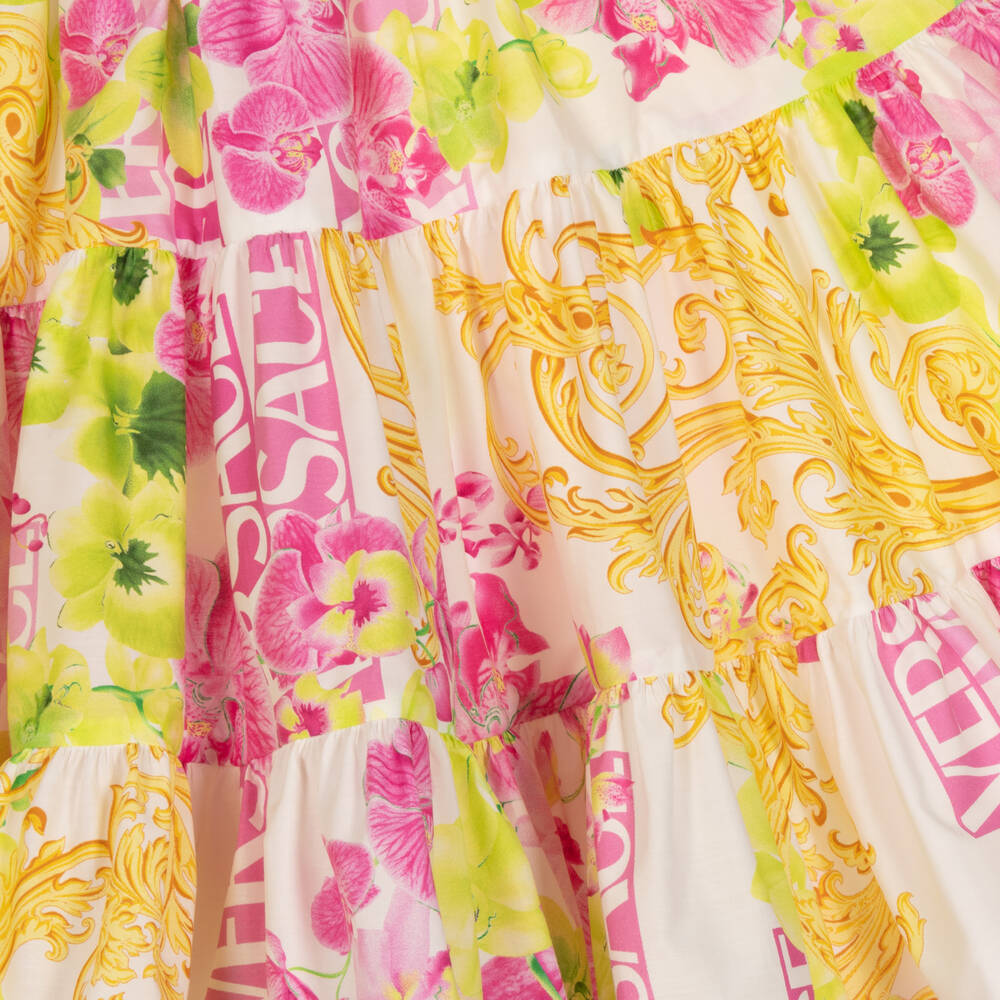 Versace - Girls Ivory Logo Orchid Skirt | Childrensalon Outlet