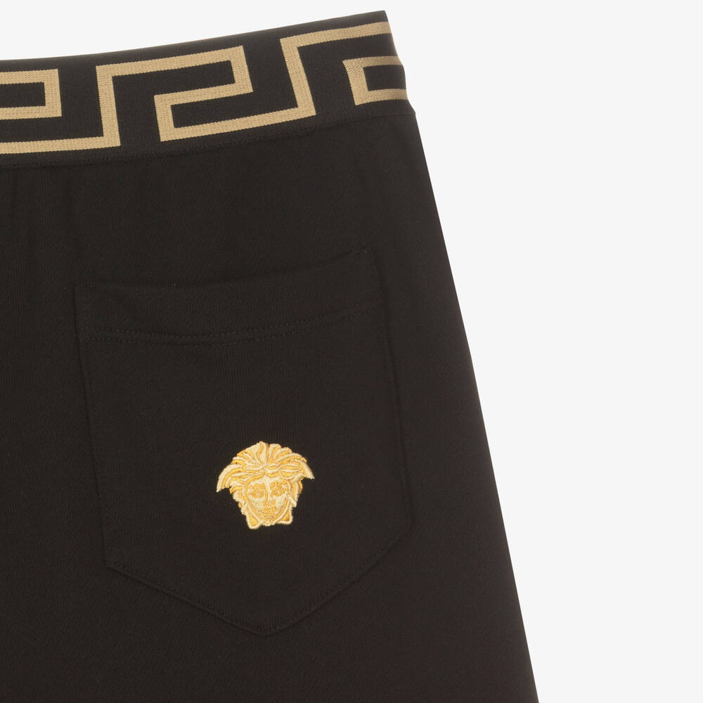 Versace - Teen Boys Black Cotton Greca Shorts | Childrensalon Outlet