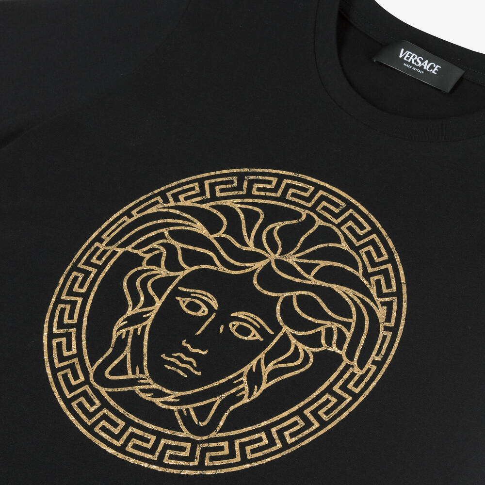 Versace - Teen Boys Black & Gold Medusa T-Shirt | Childrensalon Outlet