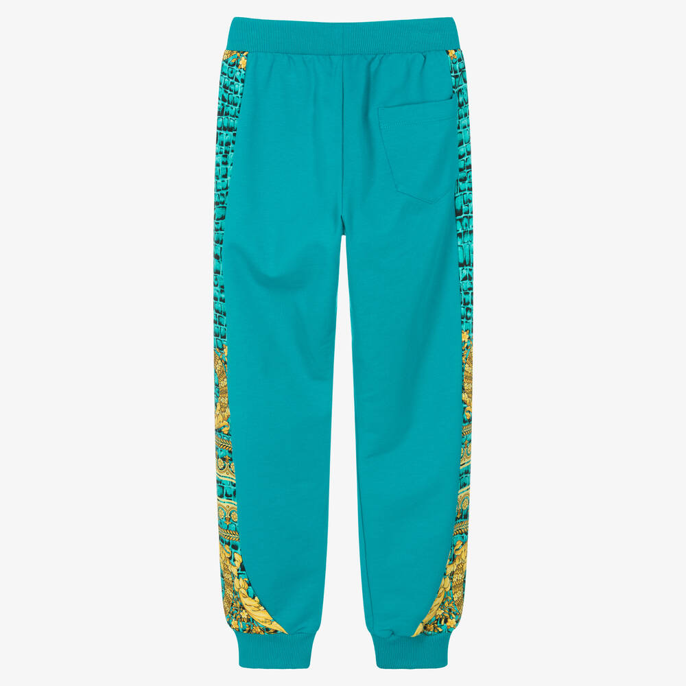 Versace - Teen Boys Blue Barocco Crocodile Joggers | Childrensalon Outlet