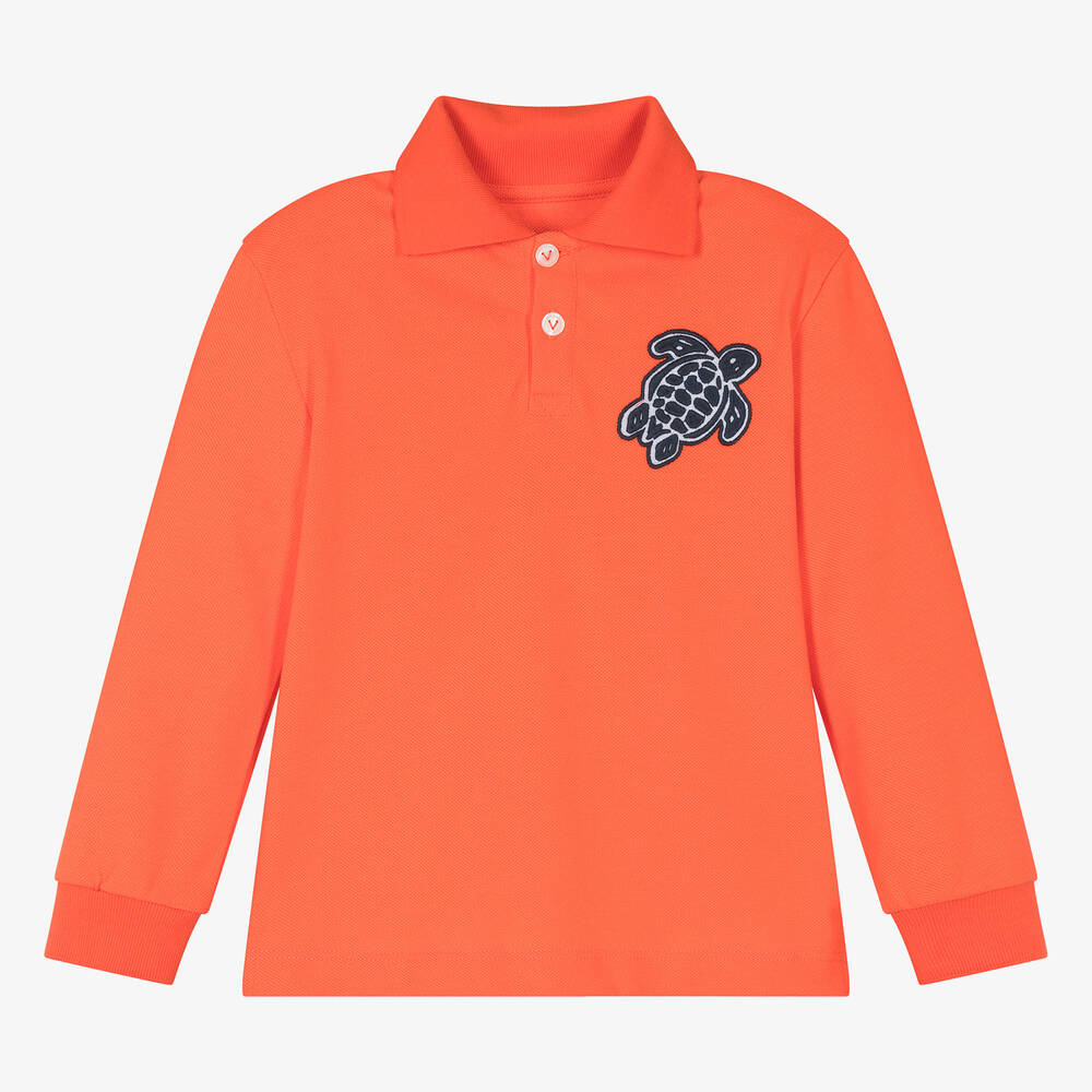 Vilebrequin - Boys Orange Cotton Piqué Polo Top | Childrensalon Outlet