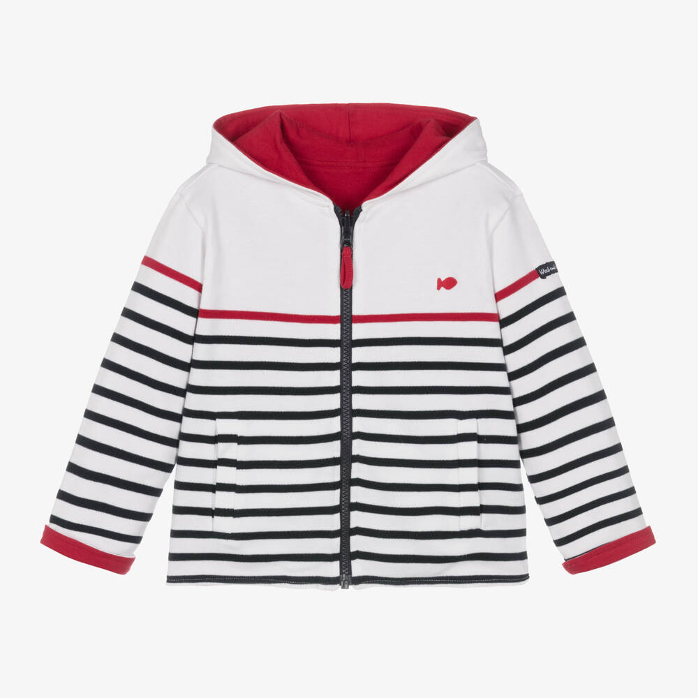 Week-end à la mer - Boys Cotton Hooded Reversible Zip-Up Top ...