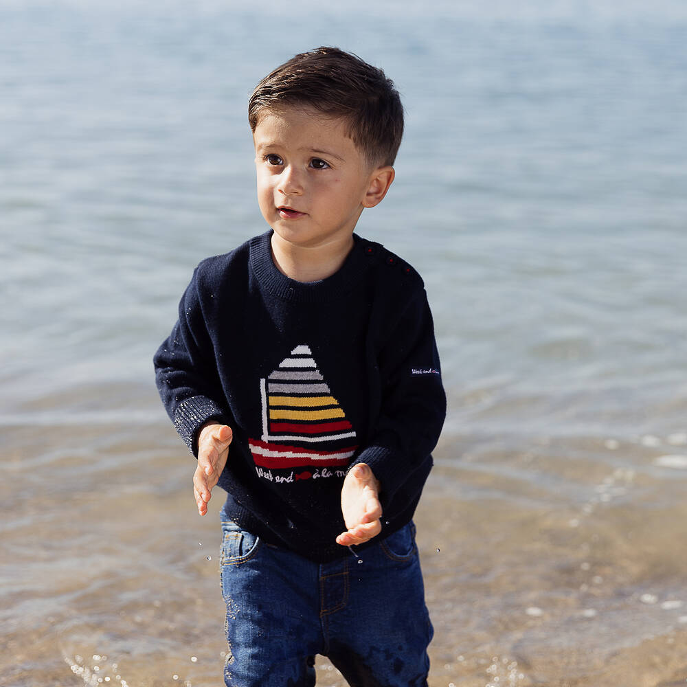 Week-end à la mer - Boys Cotton Knitted Sweater | Childrensalon Outlet