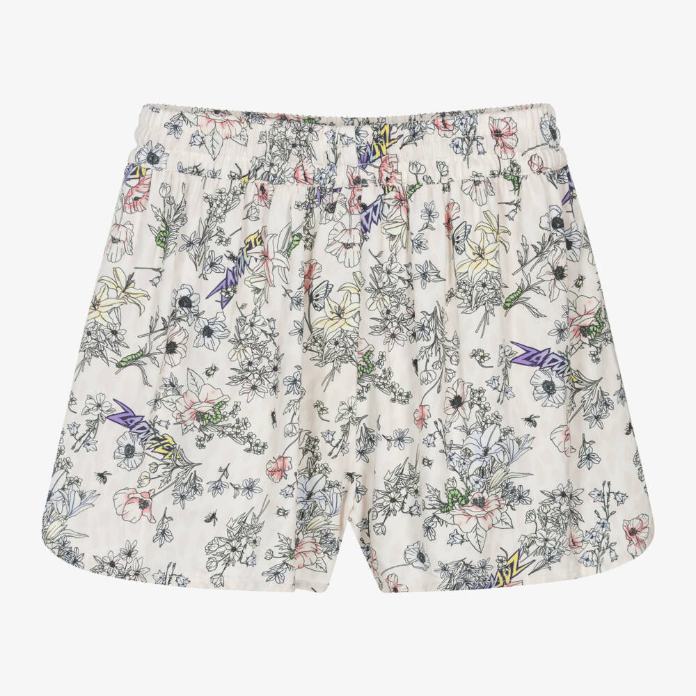 Zadig&Voltaire - Girls Ivory Floral Viscose Shorts | Childrensalon Outlet
