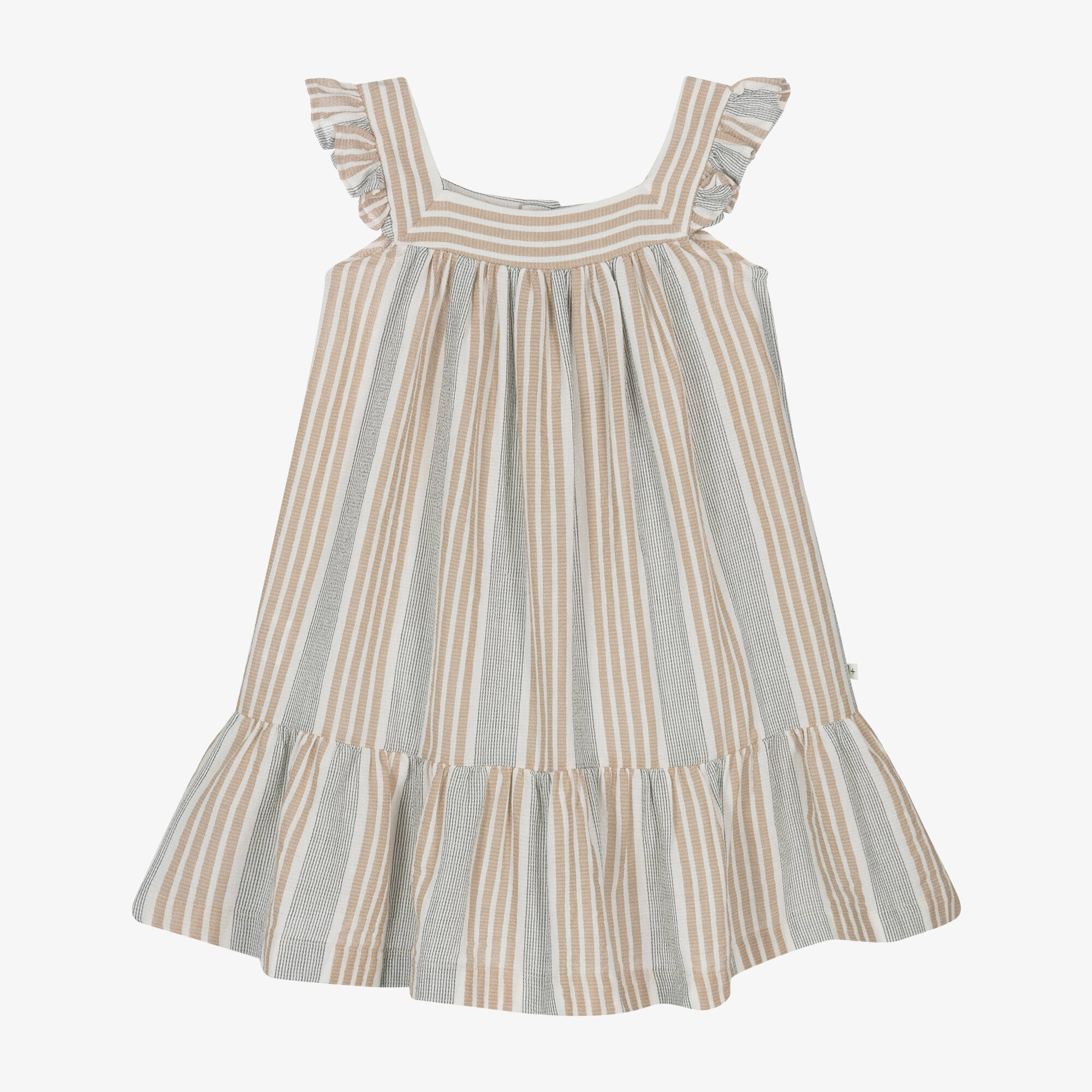 1 + in the family - Girls Ivory and Beige Stripe Frock | Childrensalon ...