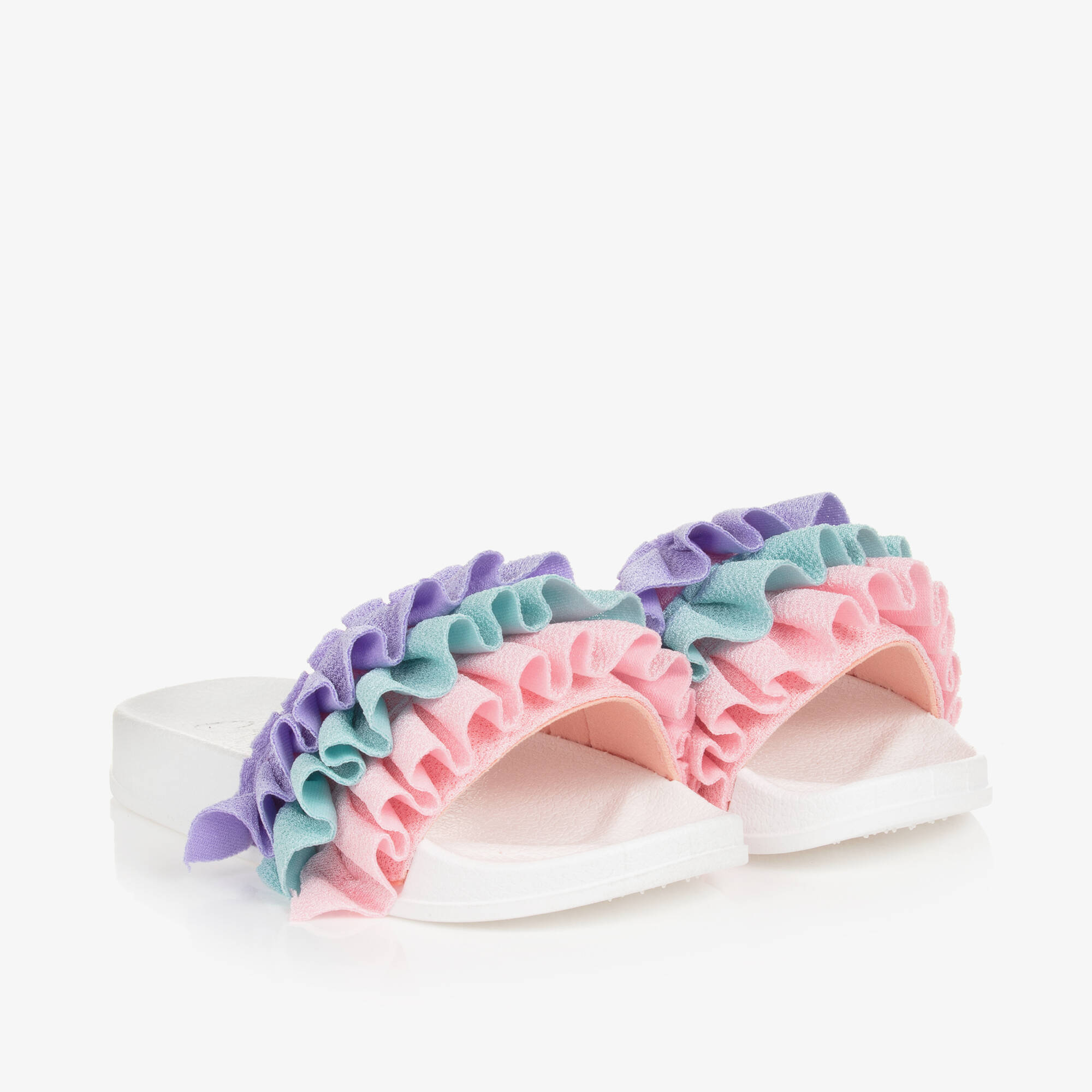 A Dee - Girls Lilac Purple Ruffle Sliders | Childrensalon Outlet