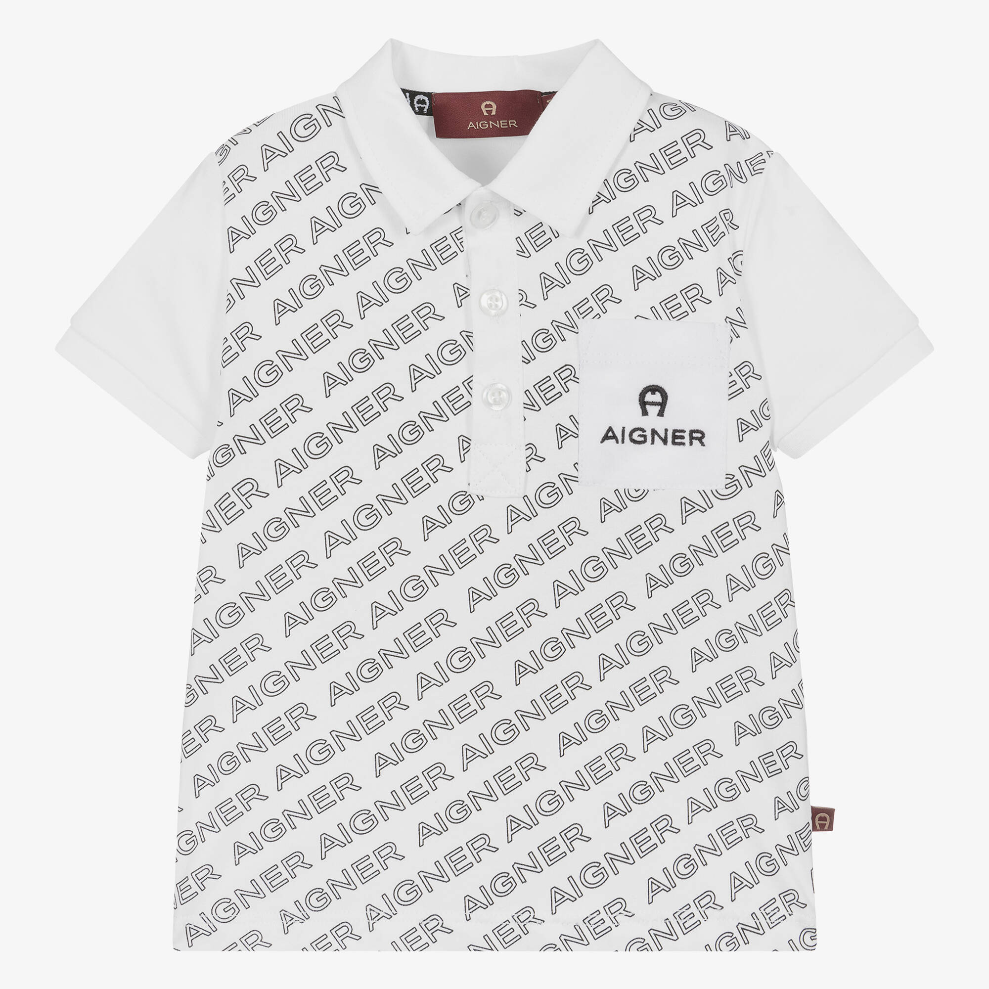 AIGNER - Baby Boys White Cotton Pocket Polo Shirt | Childrensalon Outlet