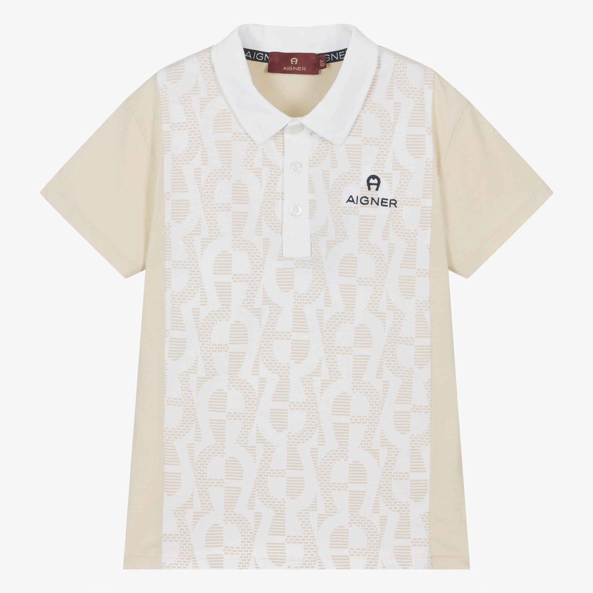 AIGNER - Boys Beige Cotton Horseshoe Polo Shirt | Childrensalon Outlet