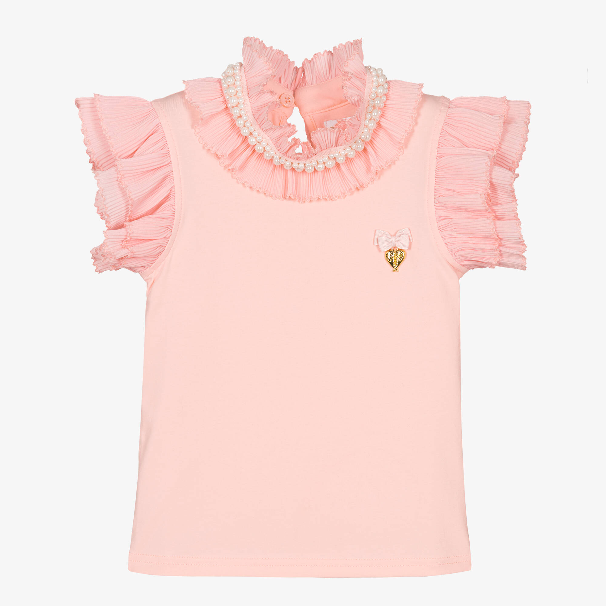 Angel's Face - Girls Coral Ruffle Chiffon Blouse | Childrensalon Outlet