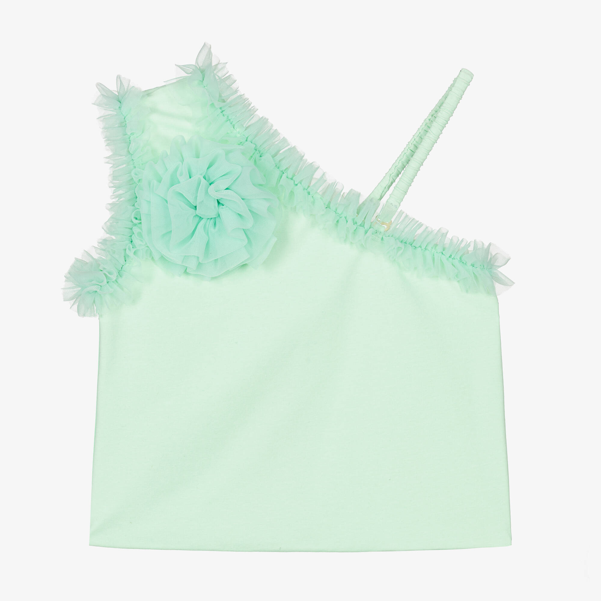 Angel's Face - Girls Mint Ruffle Shoulder Top | Childrensalon Outlet