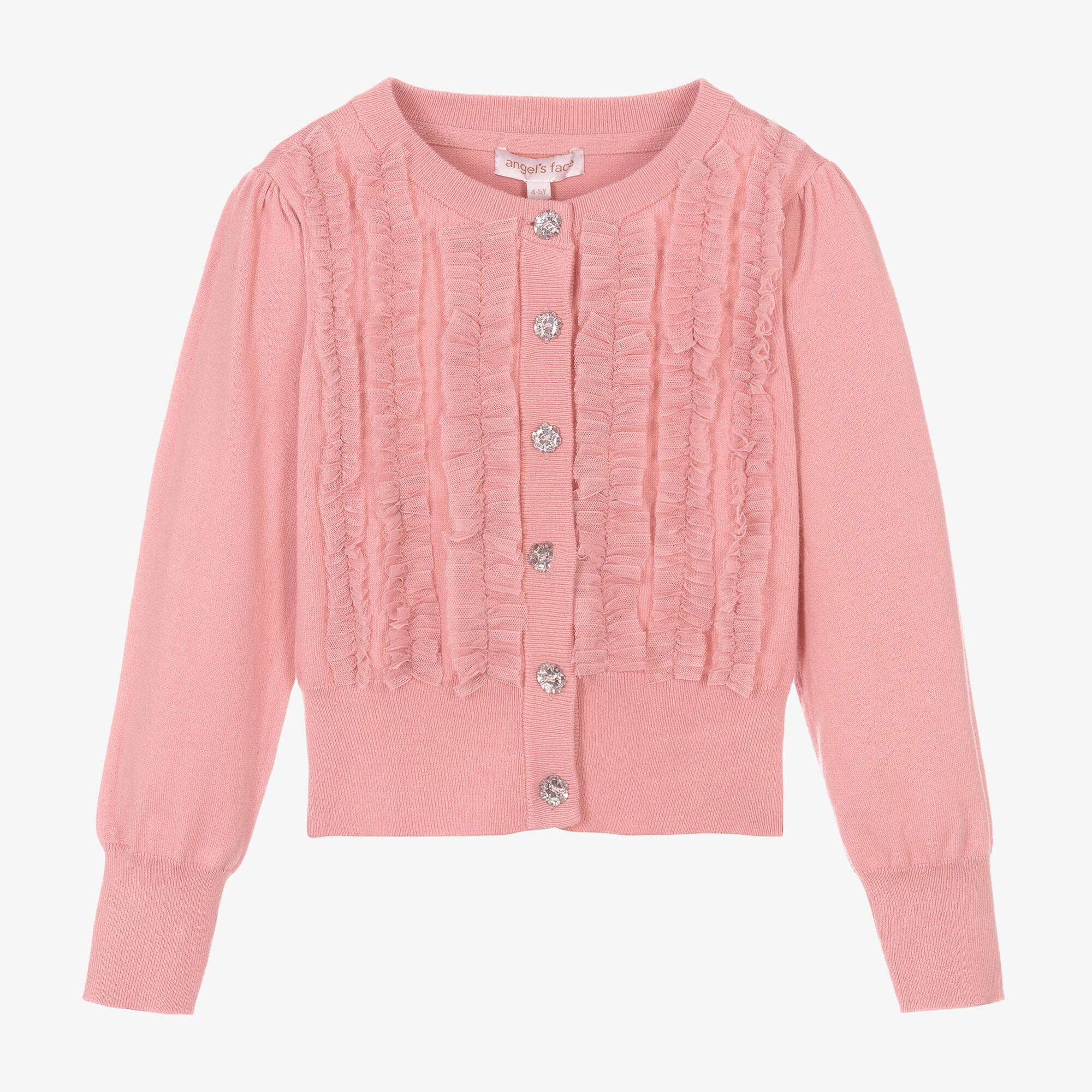 Angel's Face - Girls Pink Knitted Ruffle Cardigan | Childrensalon Outlet