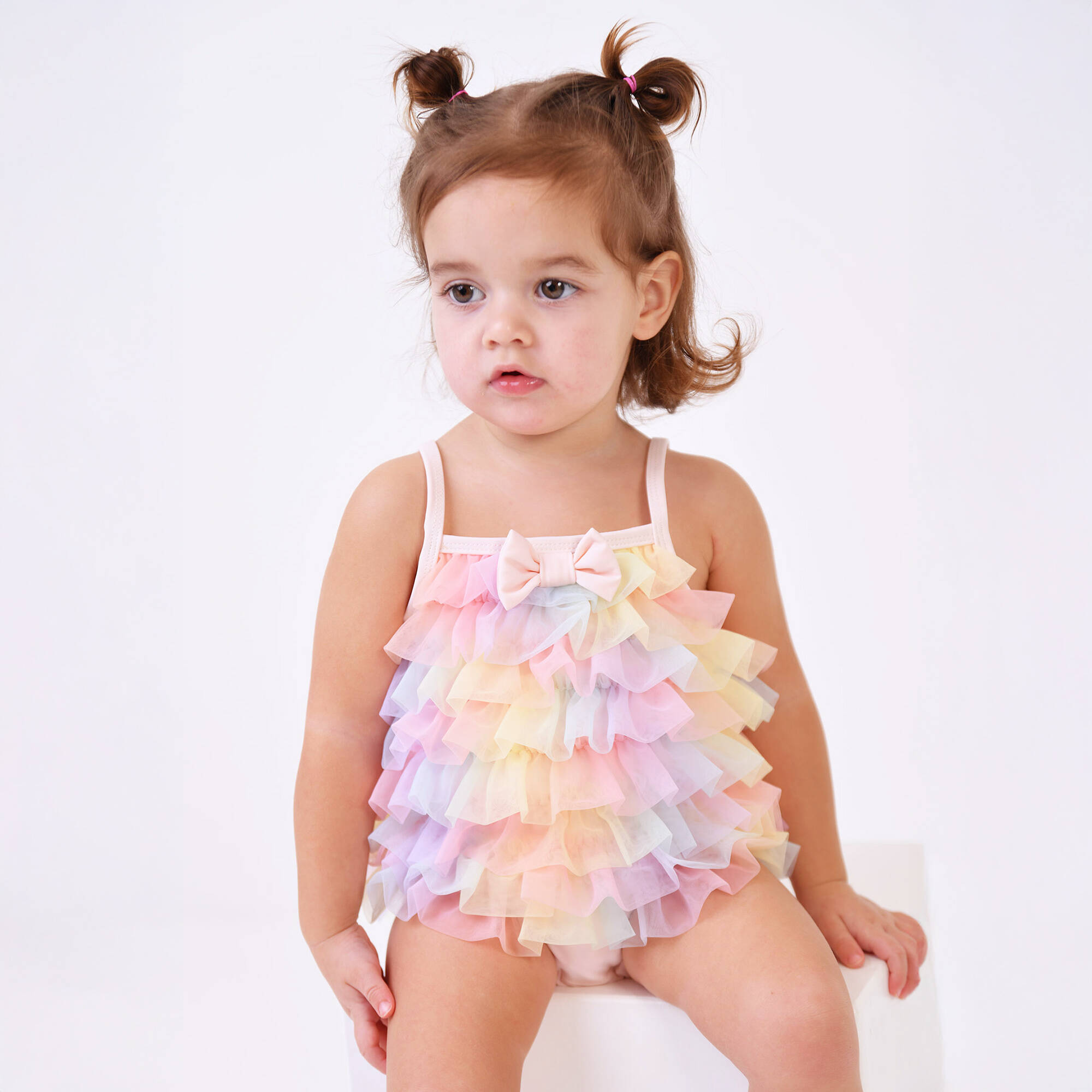 Angel's Face - Girls Soft Pink Ruffle Swimsuit | Childrensalon Outlet
