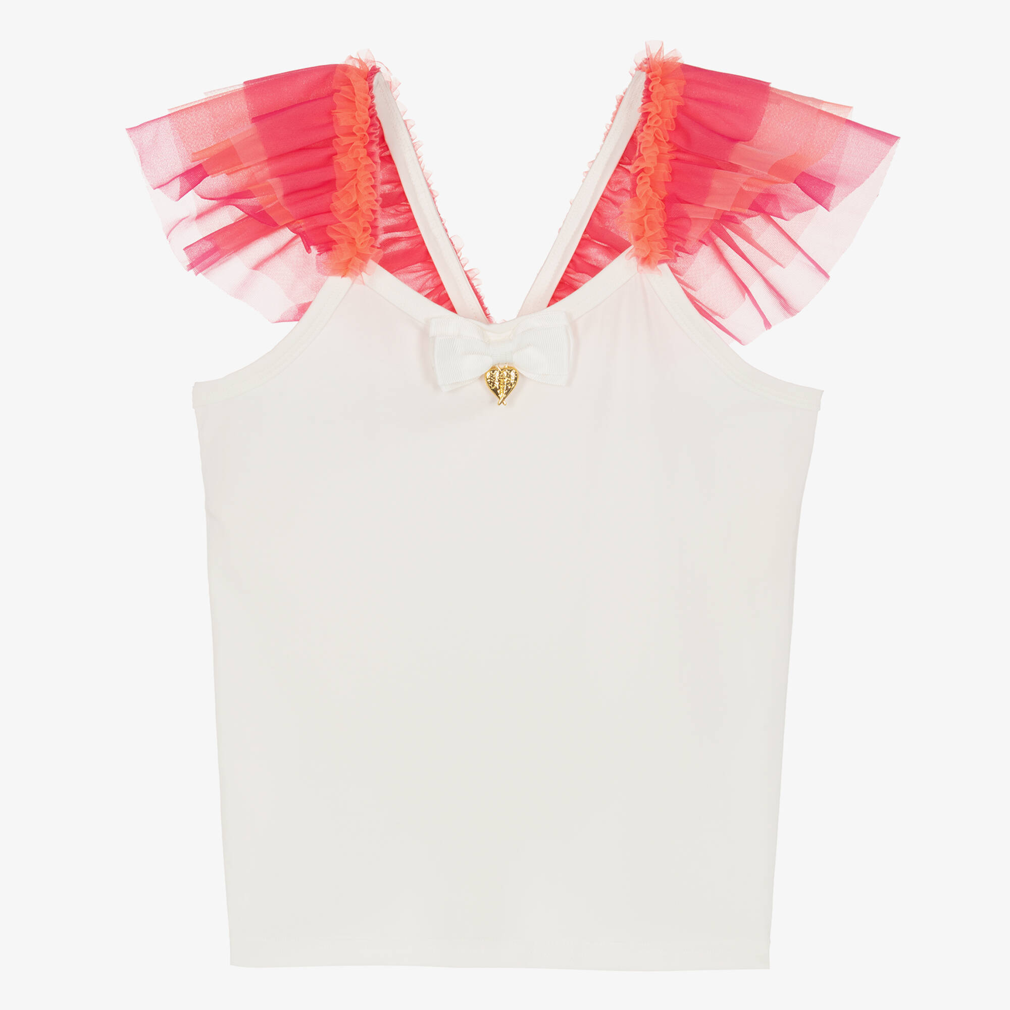 Angel's Face - Teen Girls White & Pink Tulle Ruffle Top | Childrensalon ...