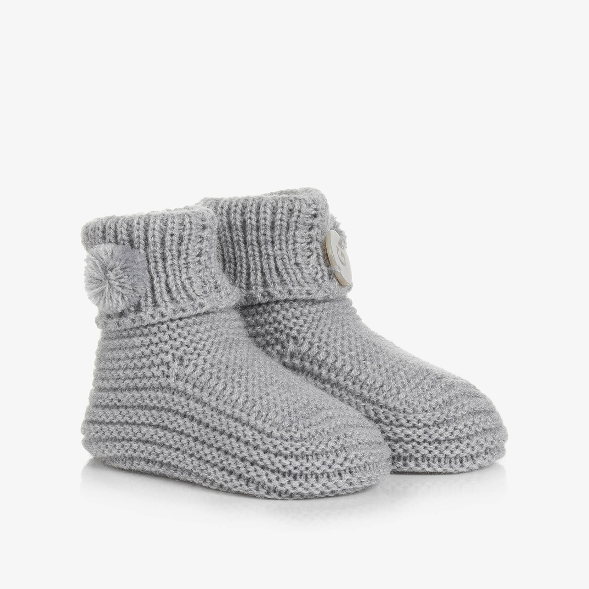 Artesanía Granlei - Grey Knitted Baby Booties | Childrensalon Outlet