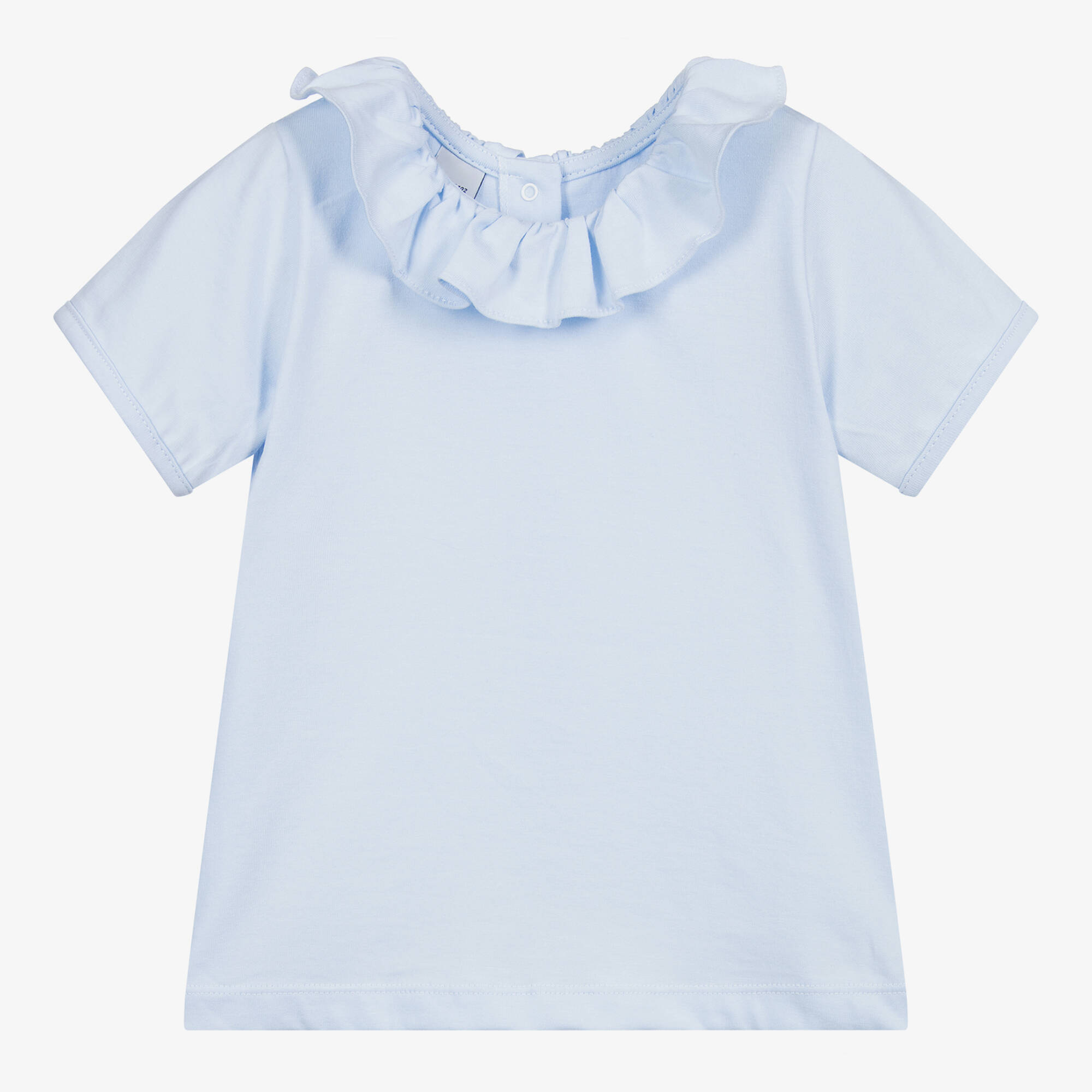 Babidu - Blue Ruffle Collar T-Shirt | Childrensalon Outlet