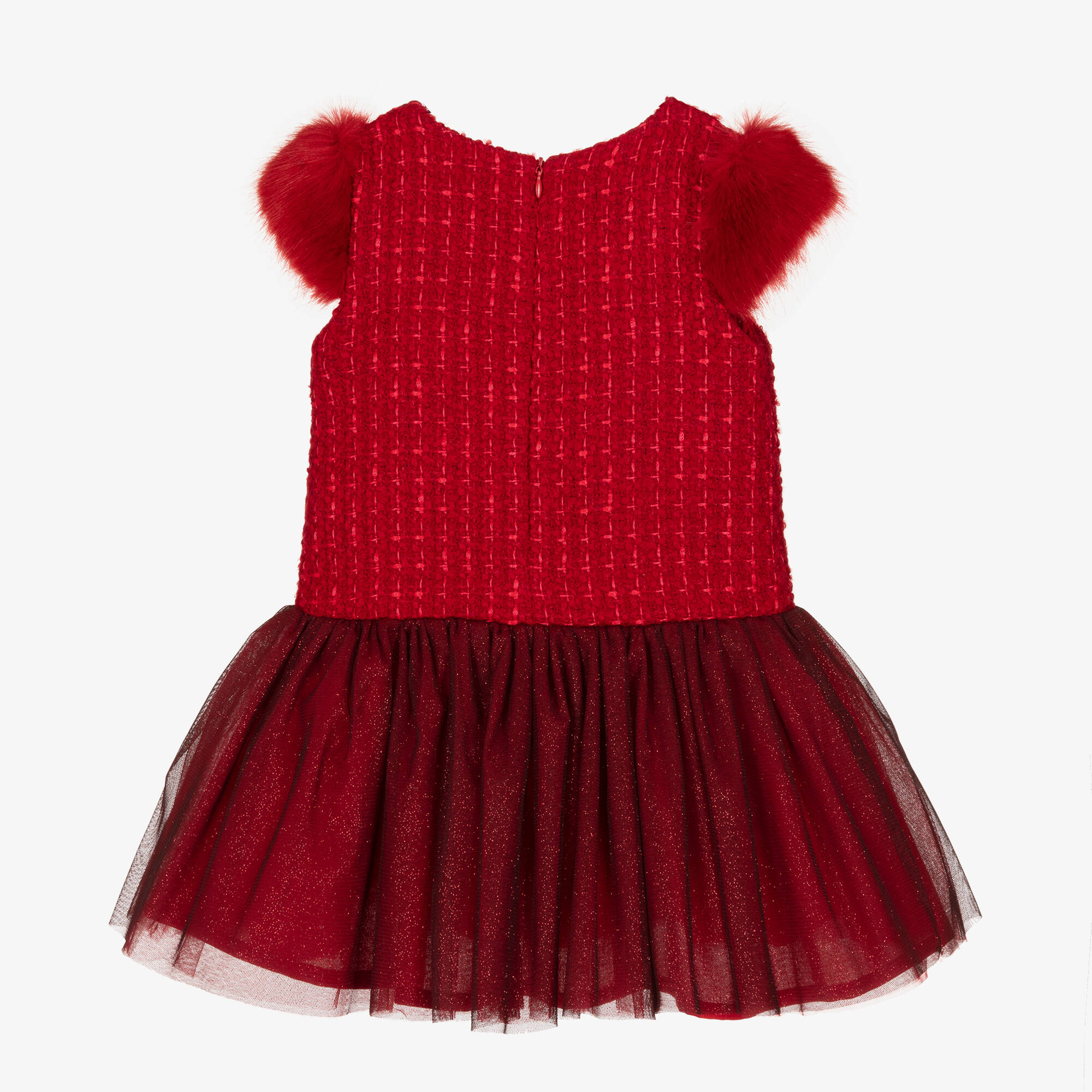Balloon Chic - Girls Red Tweed & Tulle Dress | Childrensalon Outlet