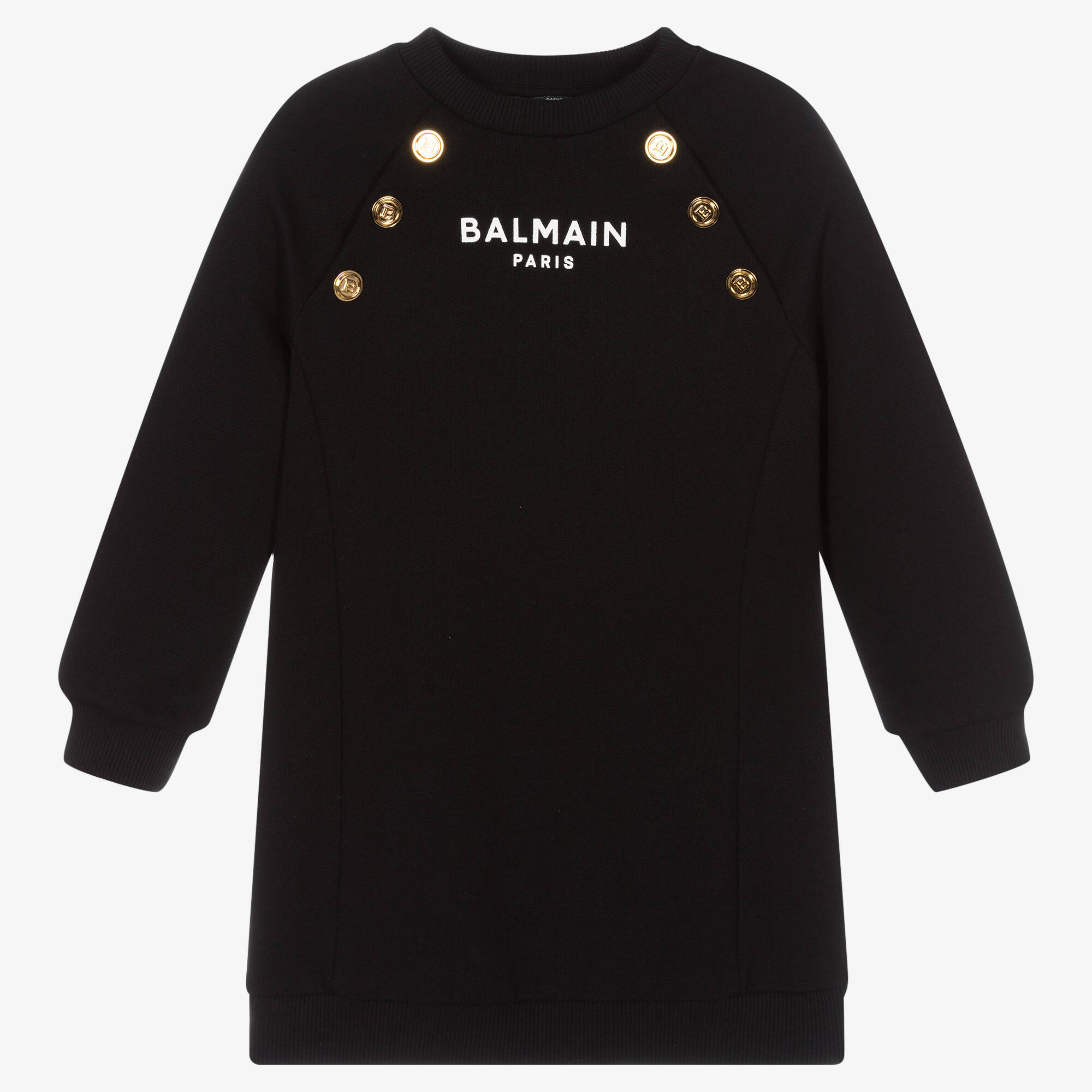Balmain - Girls Black Cotton Logo Dress | Childrensalon Outlet