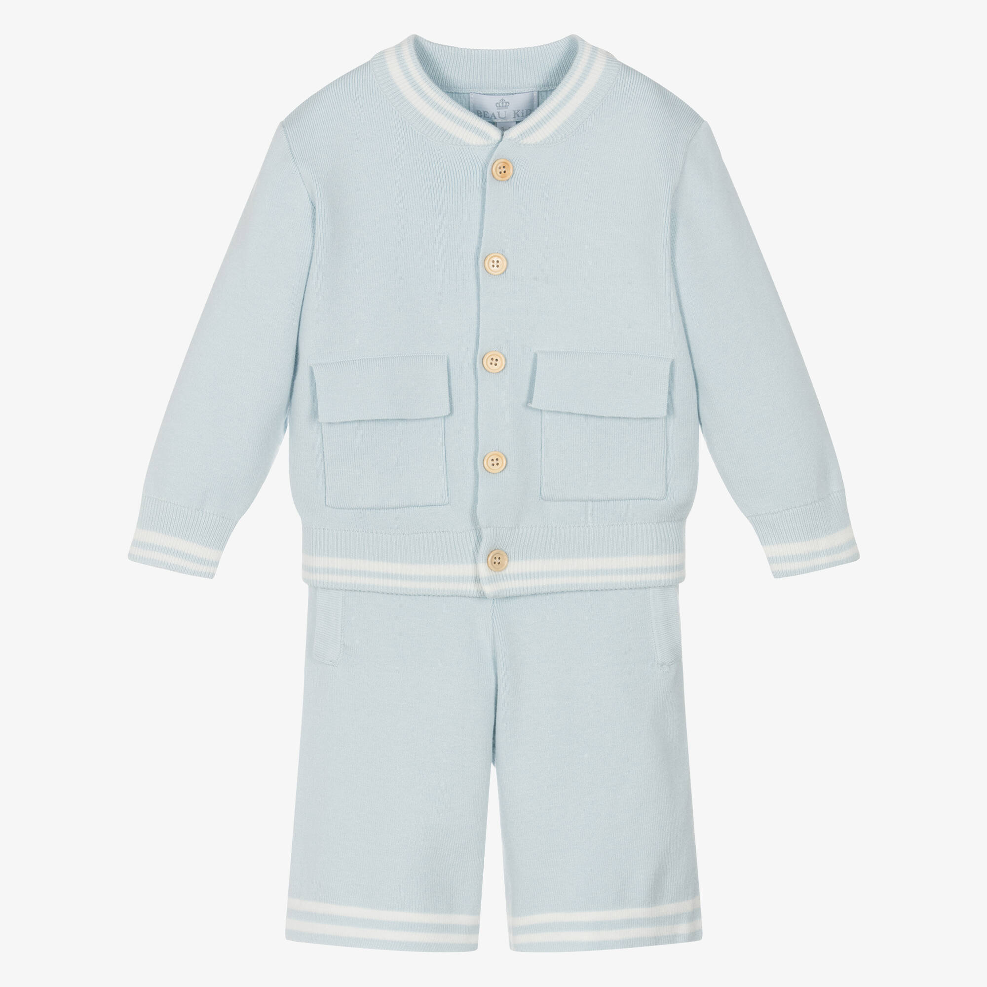 Beau KiD - Boys Soft Blue Knit Ensemble | Childrensalon Outlet