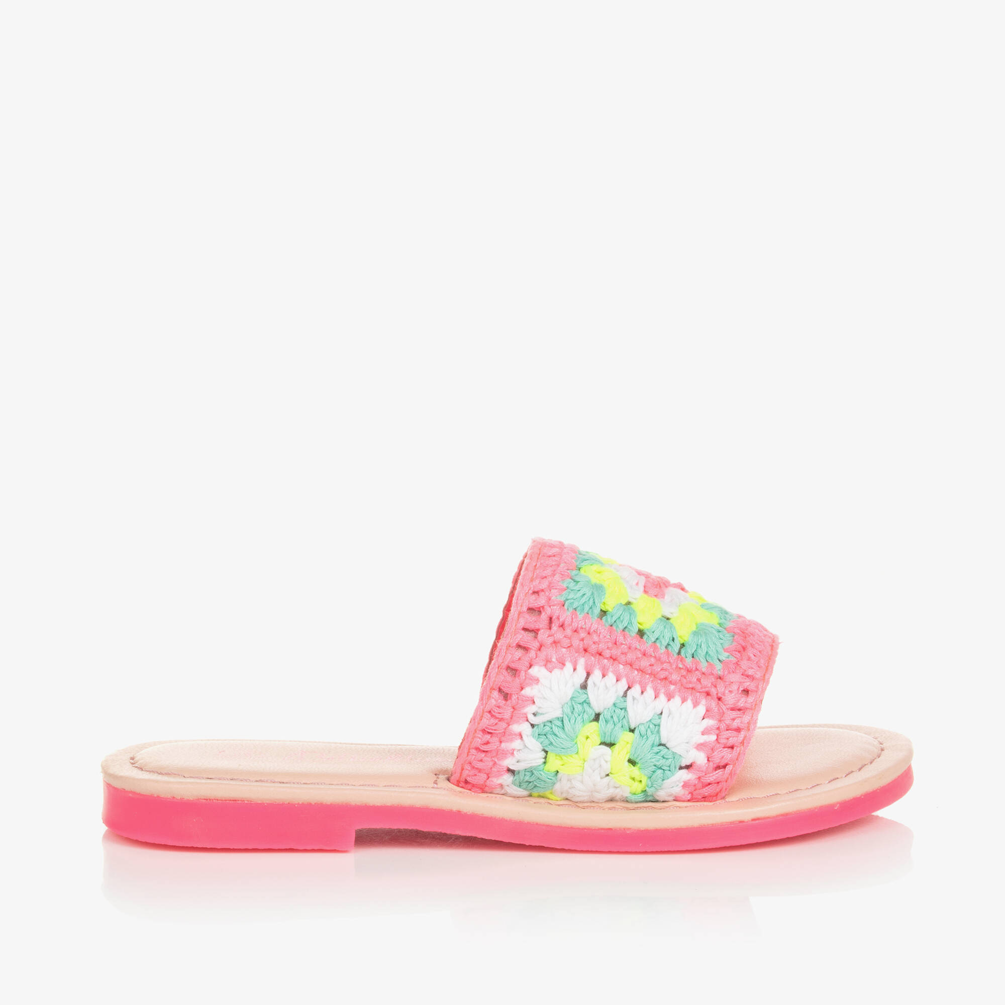 Billieblush - Girls Neon Pink Crochet Sliders | Childrensalon Outlet