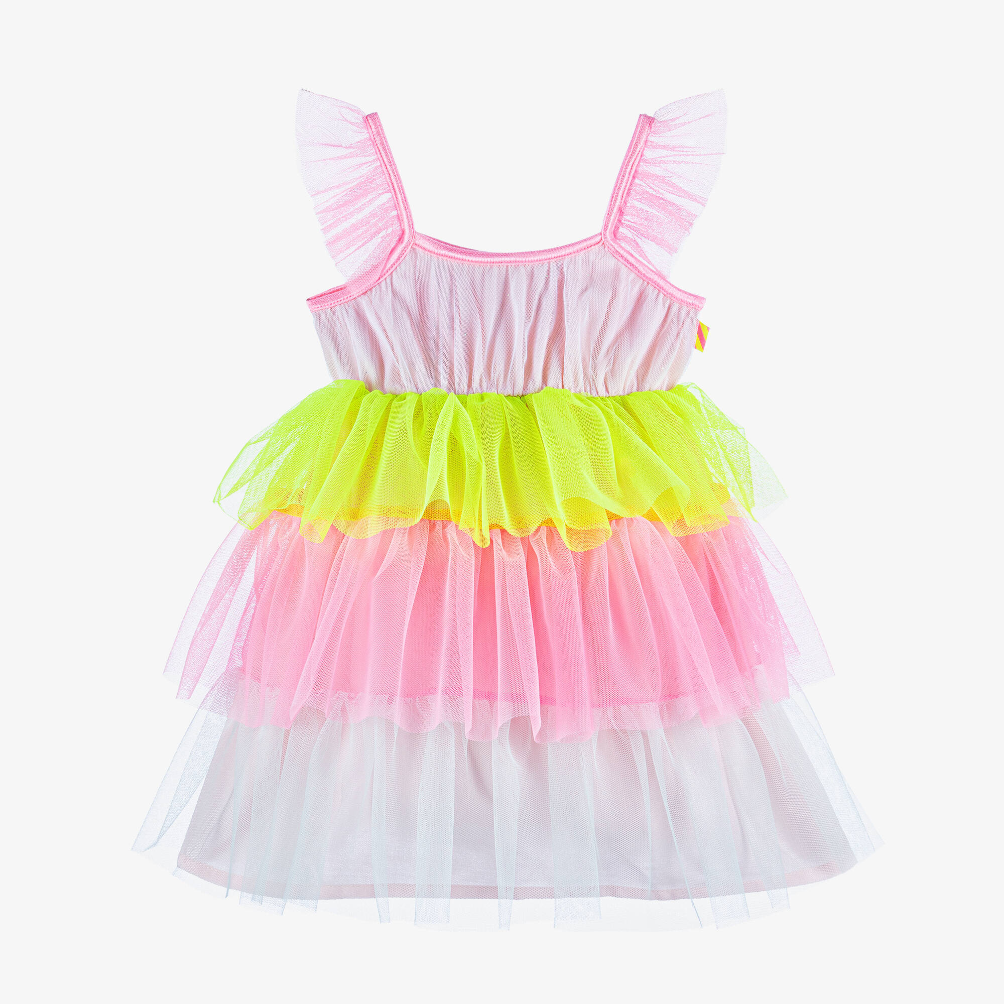 Billieblush - Girls Neon Pink Tiered Tulle Dress | Childrensalon Outlet