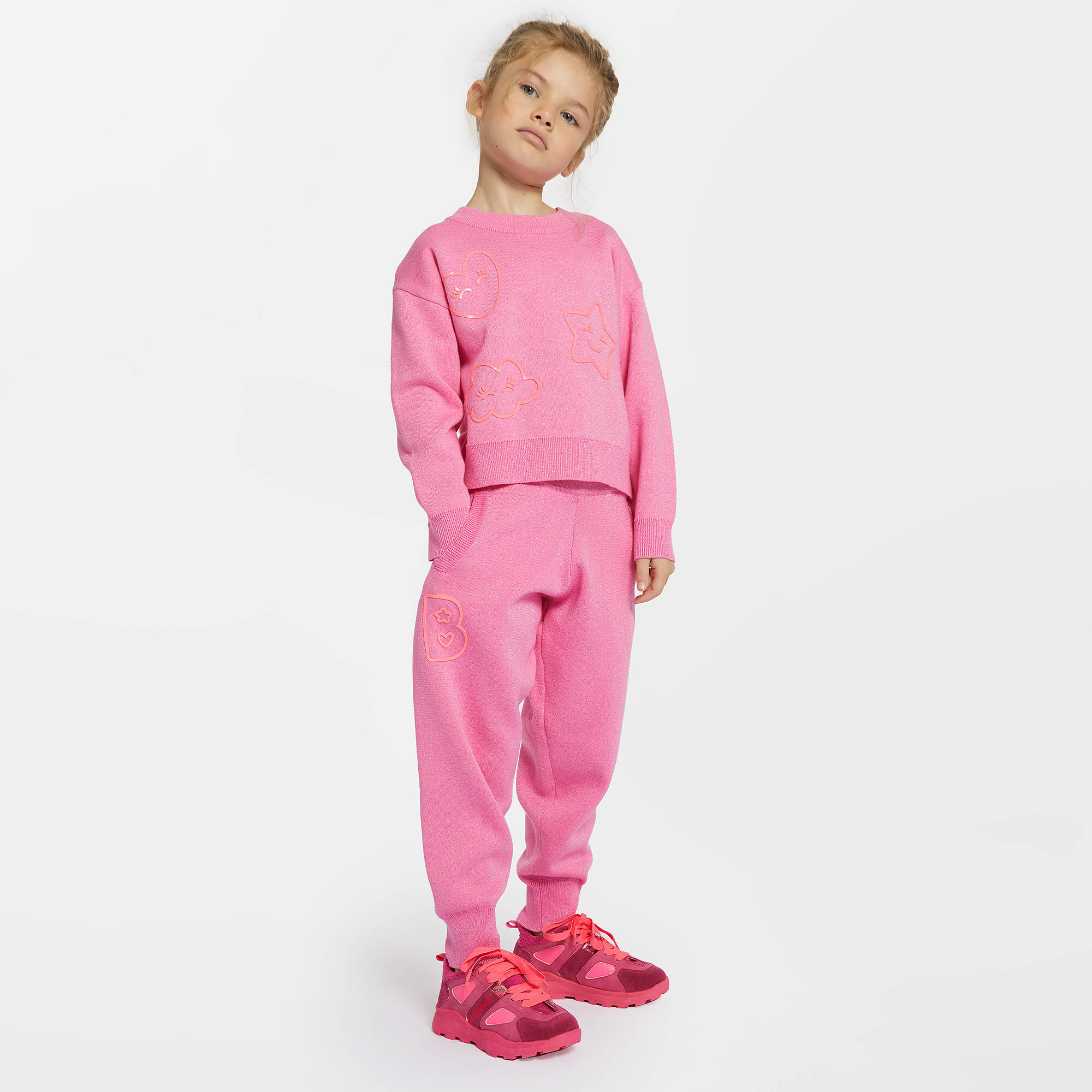 Billieblush - Girls Pink Knitted Lurex Tracksuit | Childrensalon Outlet