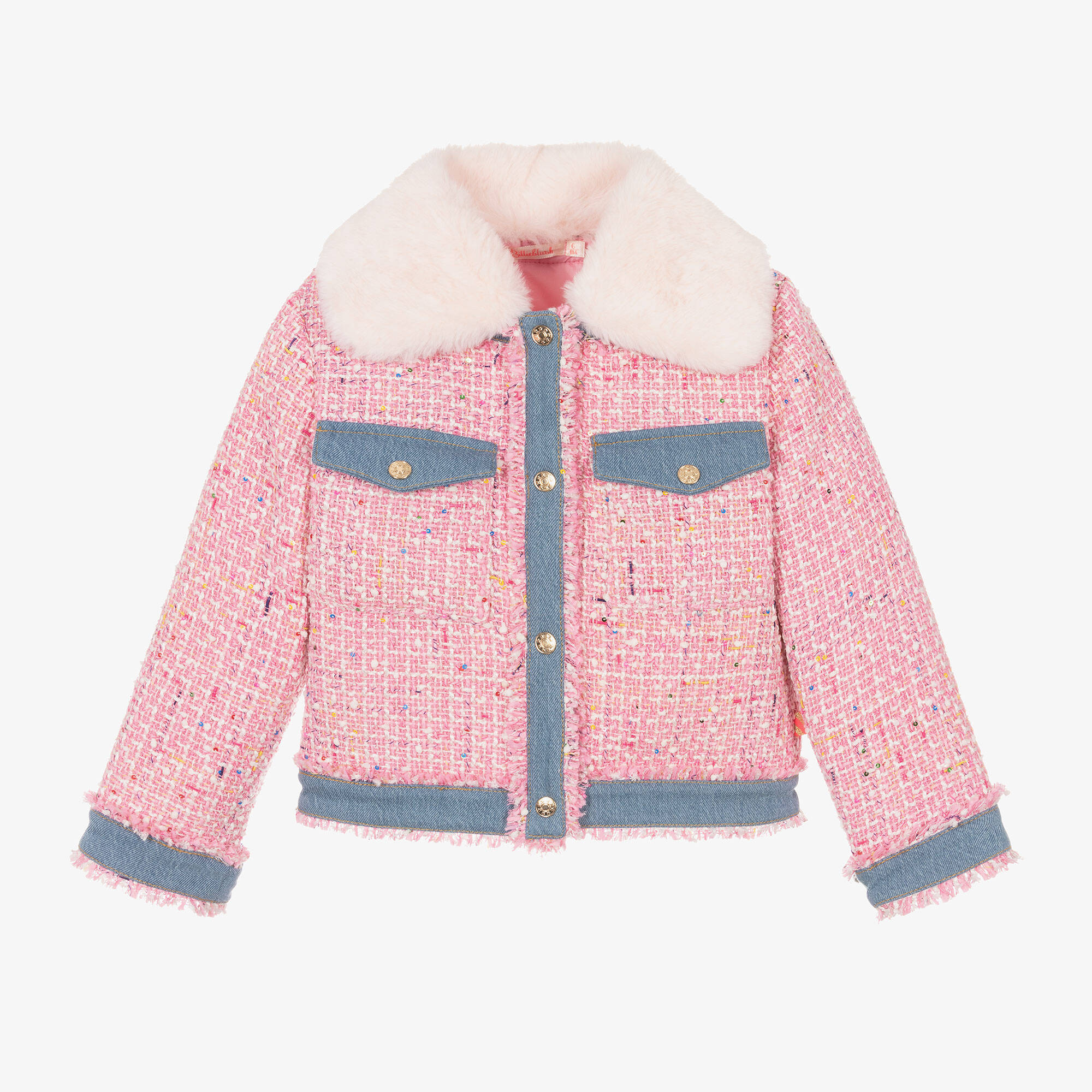 Billieblush - Girls Tweed Jacket with Denim Trim | Childrensalon Outlet