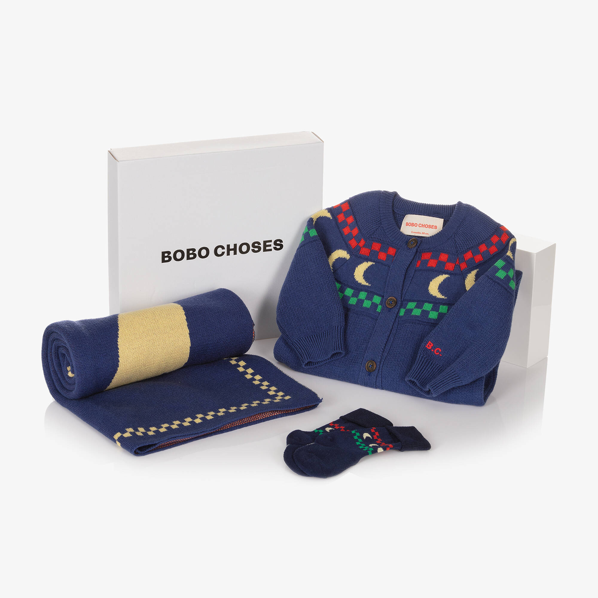 Bobo Choses - Boys Blue Knit Babygrow Set | Childrensalon Outlet