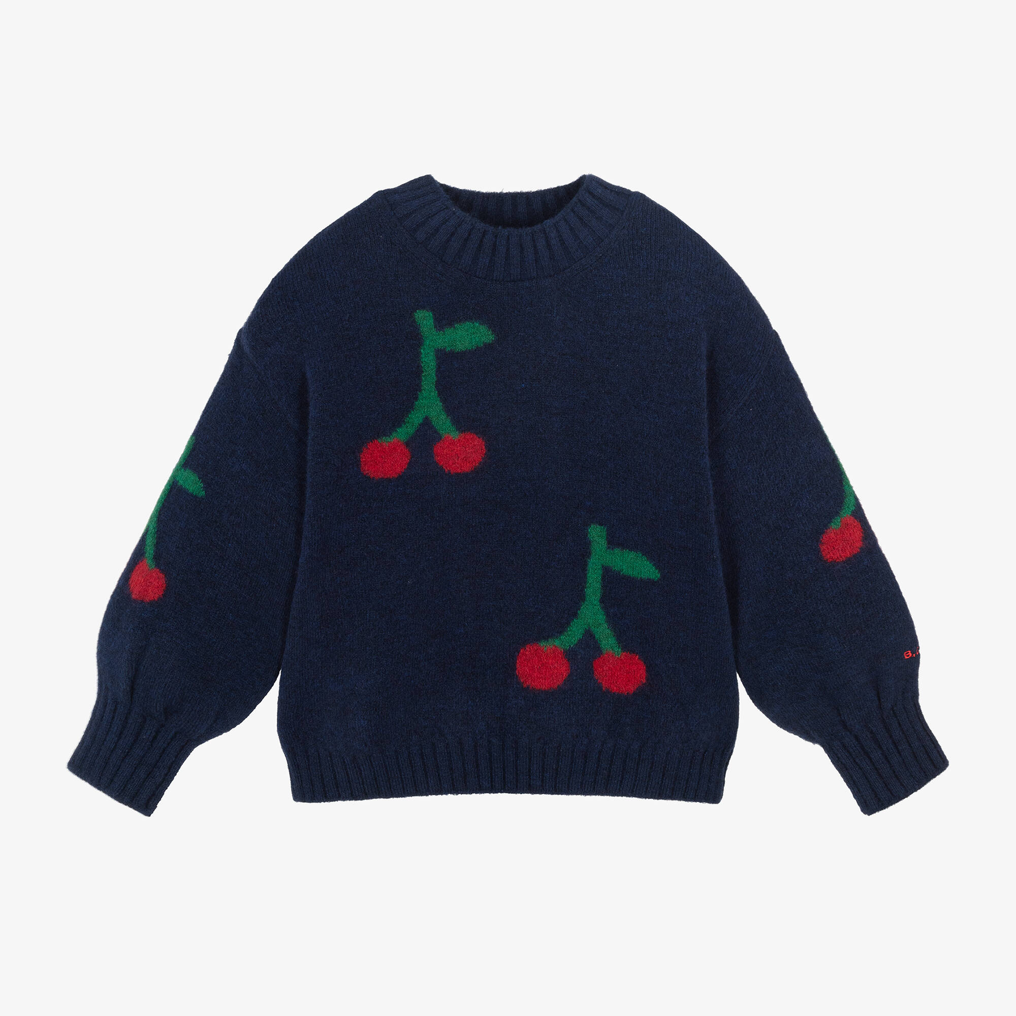 Bobo Choses - Girls Navy Wool Cherry Jumper | Childrensalon Outlet
