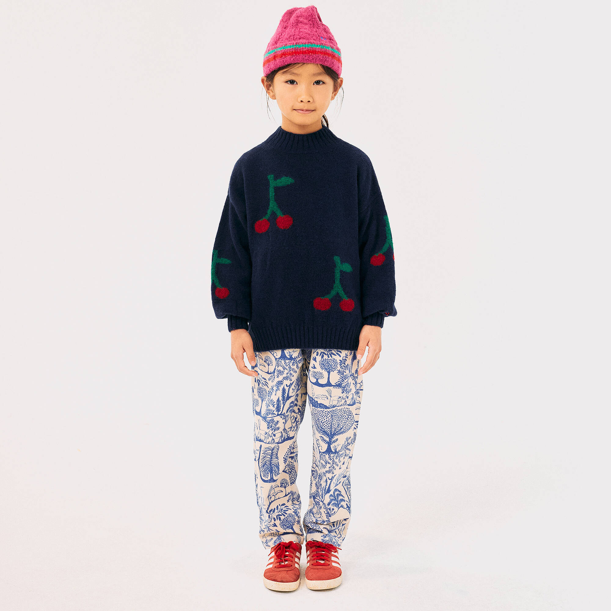 Bobo Choses - Girls Navy Wool Cherry Jumper | Childrensalon Outlet