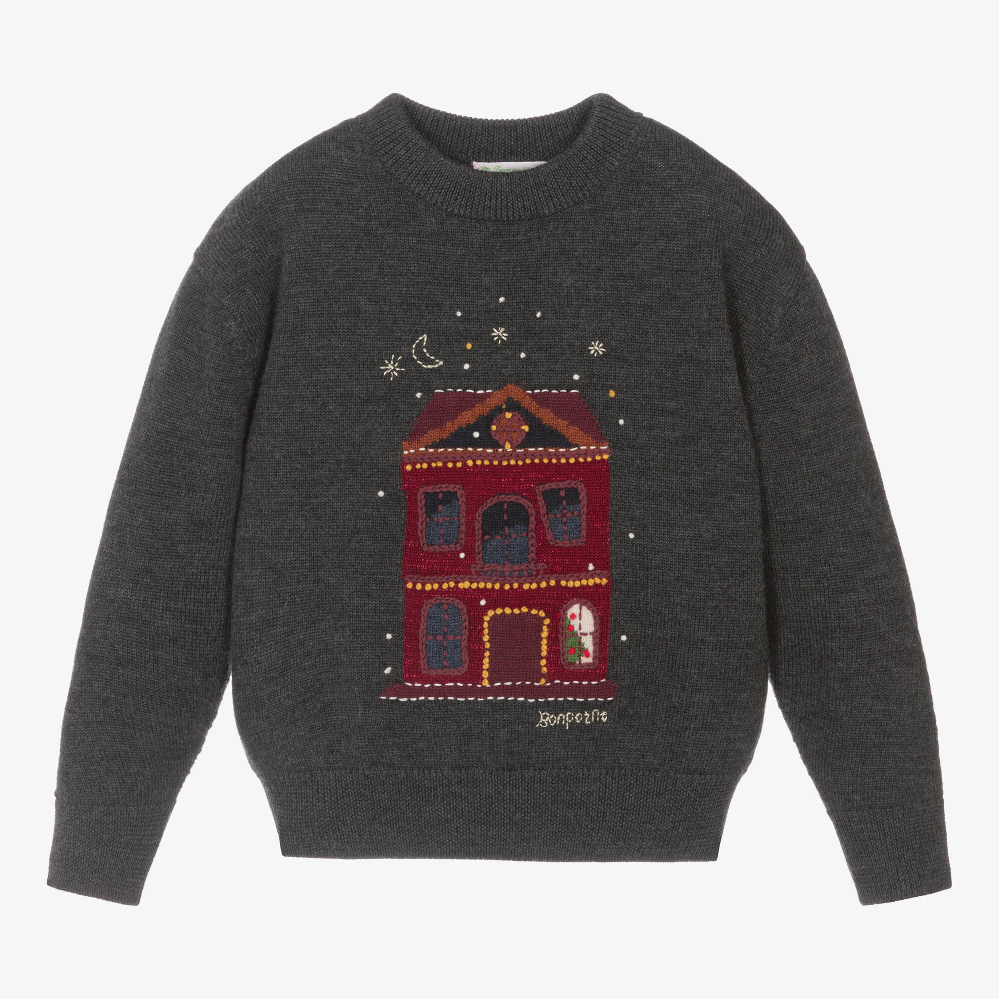 Bonpoint - Boys Grey Wool Holiday Jumper | Childrensalon Outlet