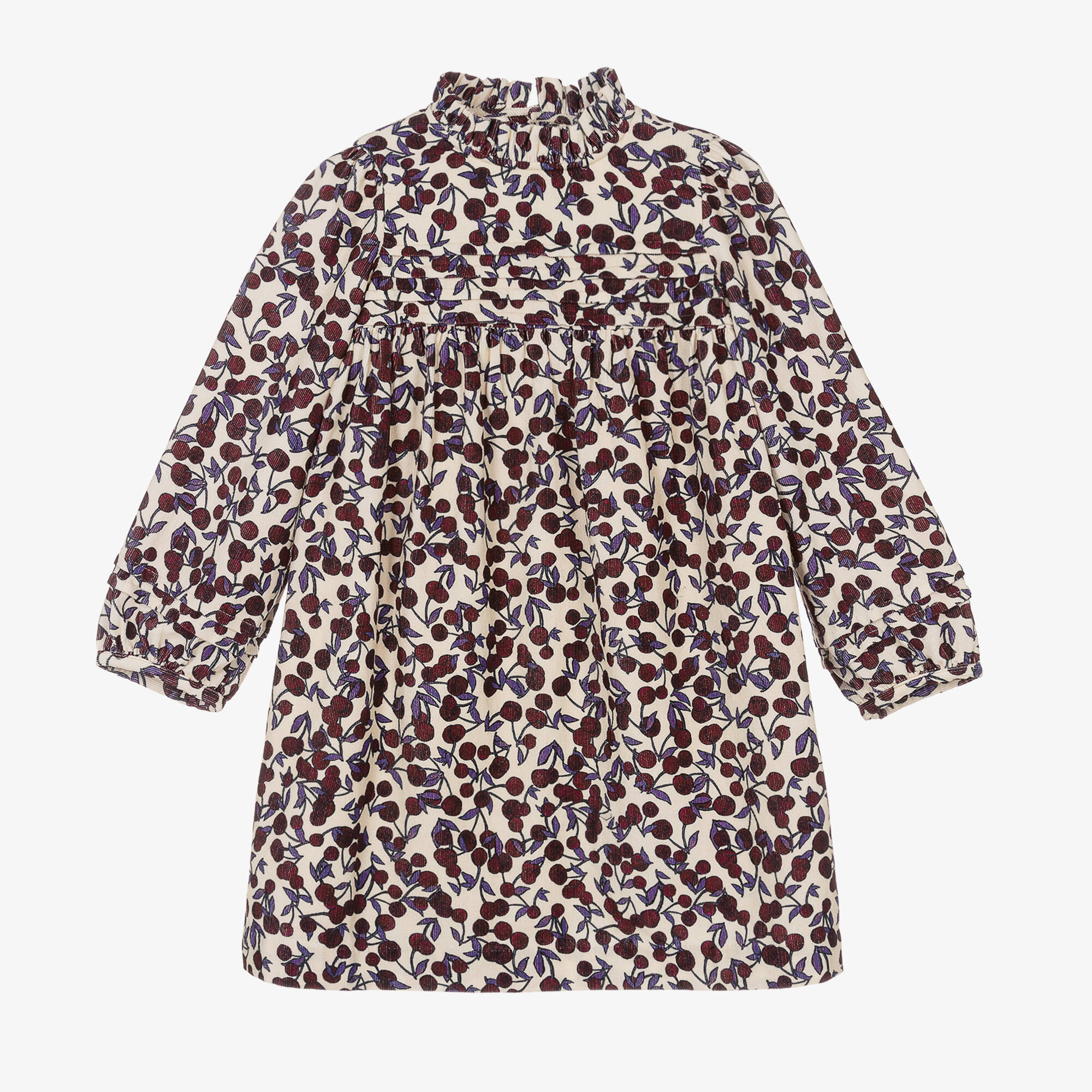 Bonpoint - Girls Ivory & Purple Berry Corduroy Dress | Childrensalon Outlet
