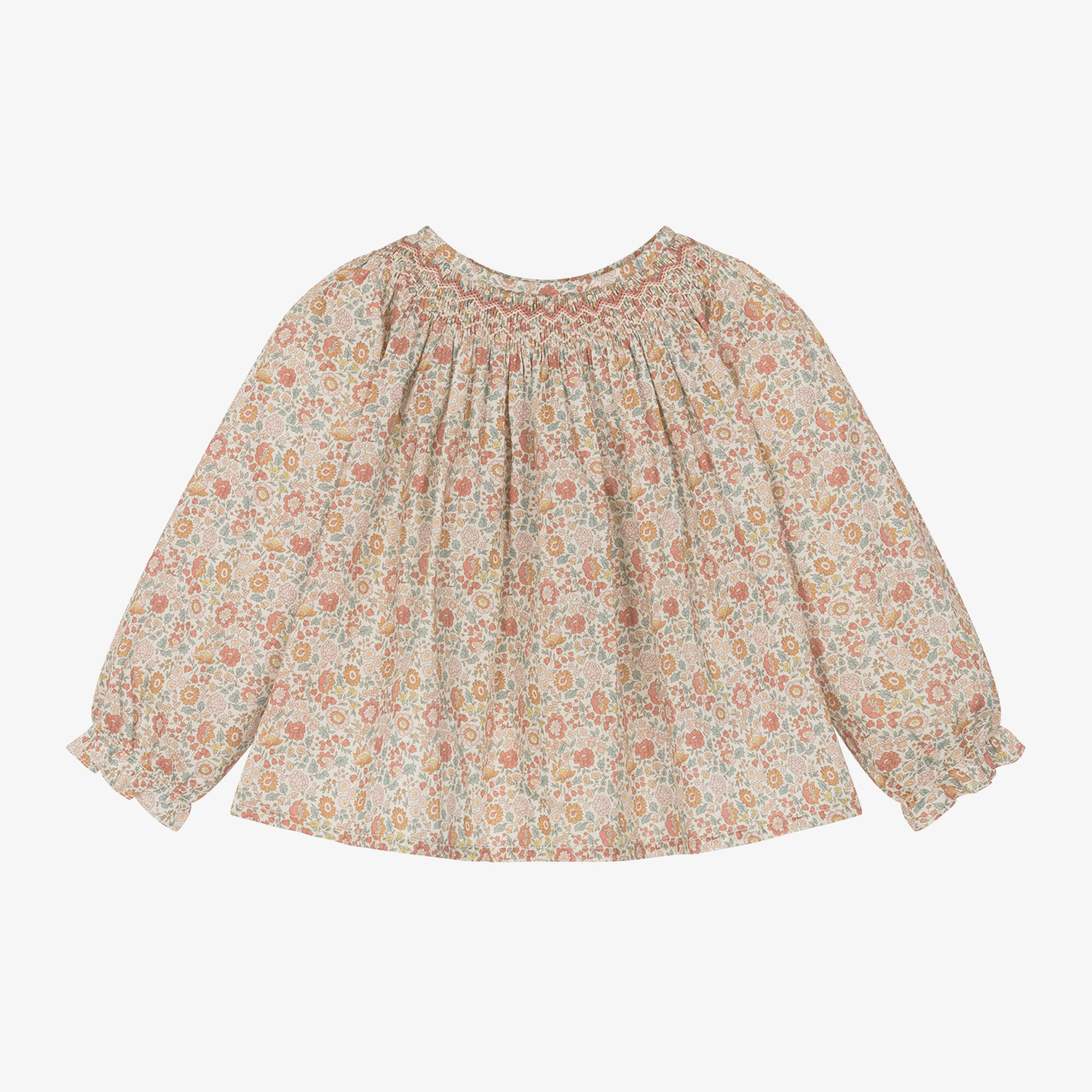 Bonpoint - Girls Pink Cotton Floral Top | Childrensalon Outlet