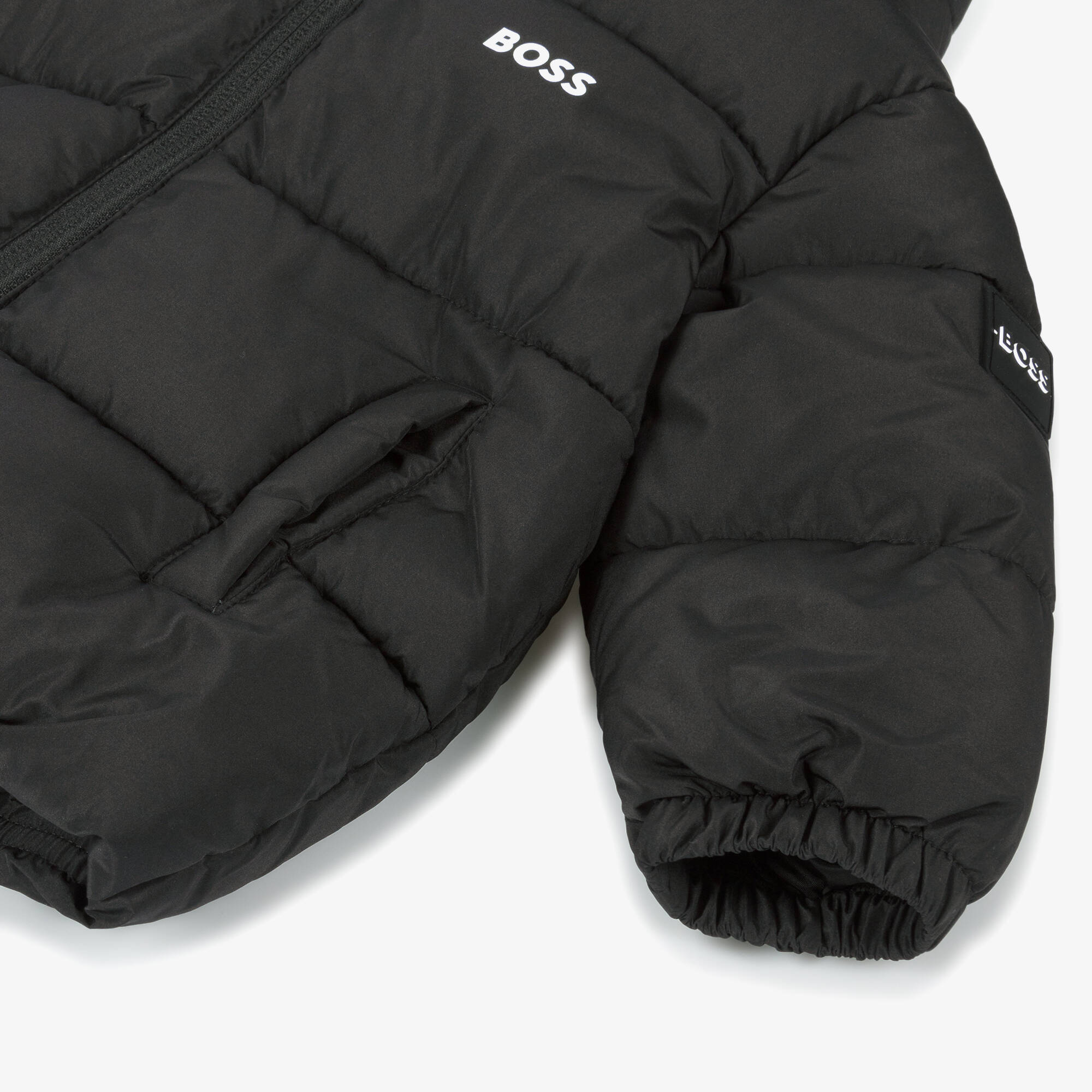 BOSS - Boys Black Hooded Puffer Jacket | Childrensalon Outlet