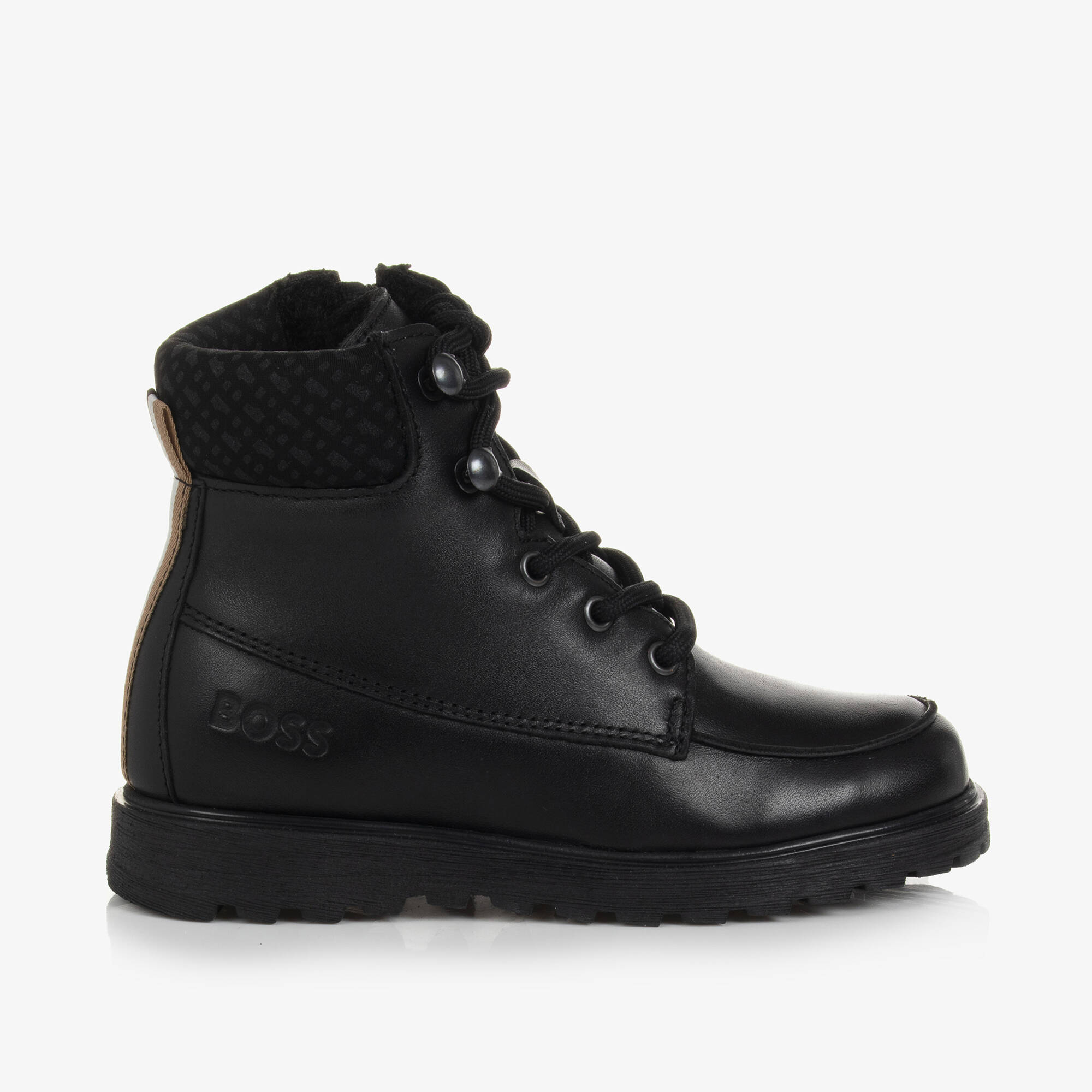 BOSS - Boys Black Leather Boots | Childrensalon Outlet