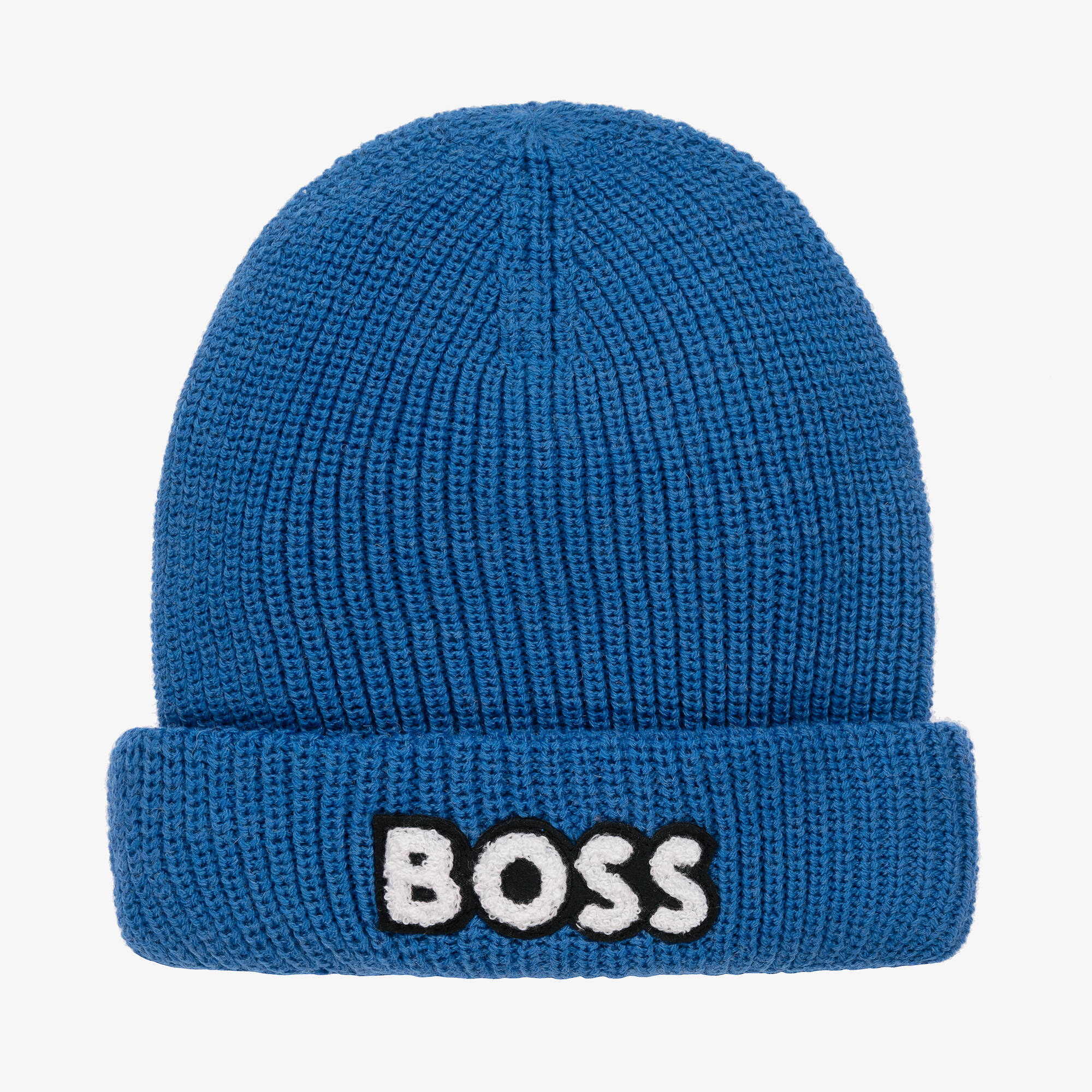 BOSS - Boys Blue Cotton Knit Beanie Hat | Childrensalon Outlet