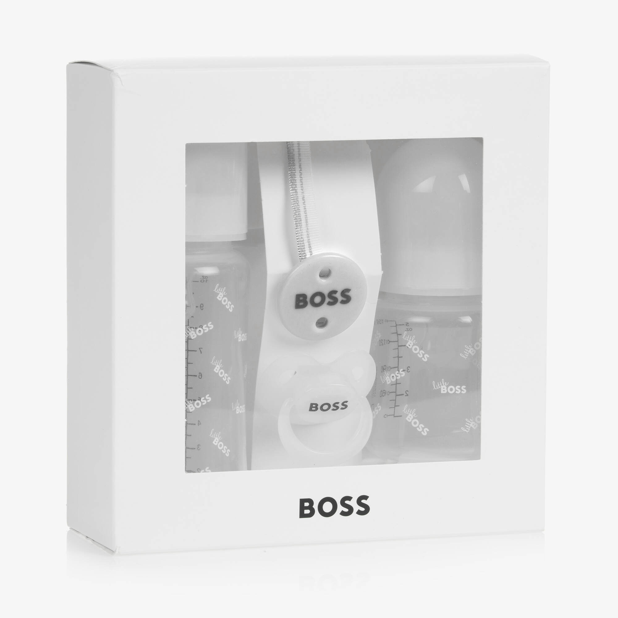 BOSS - White Bottle & Dummy Set | Childrensalon Outlet