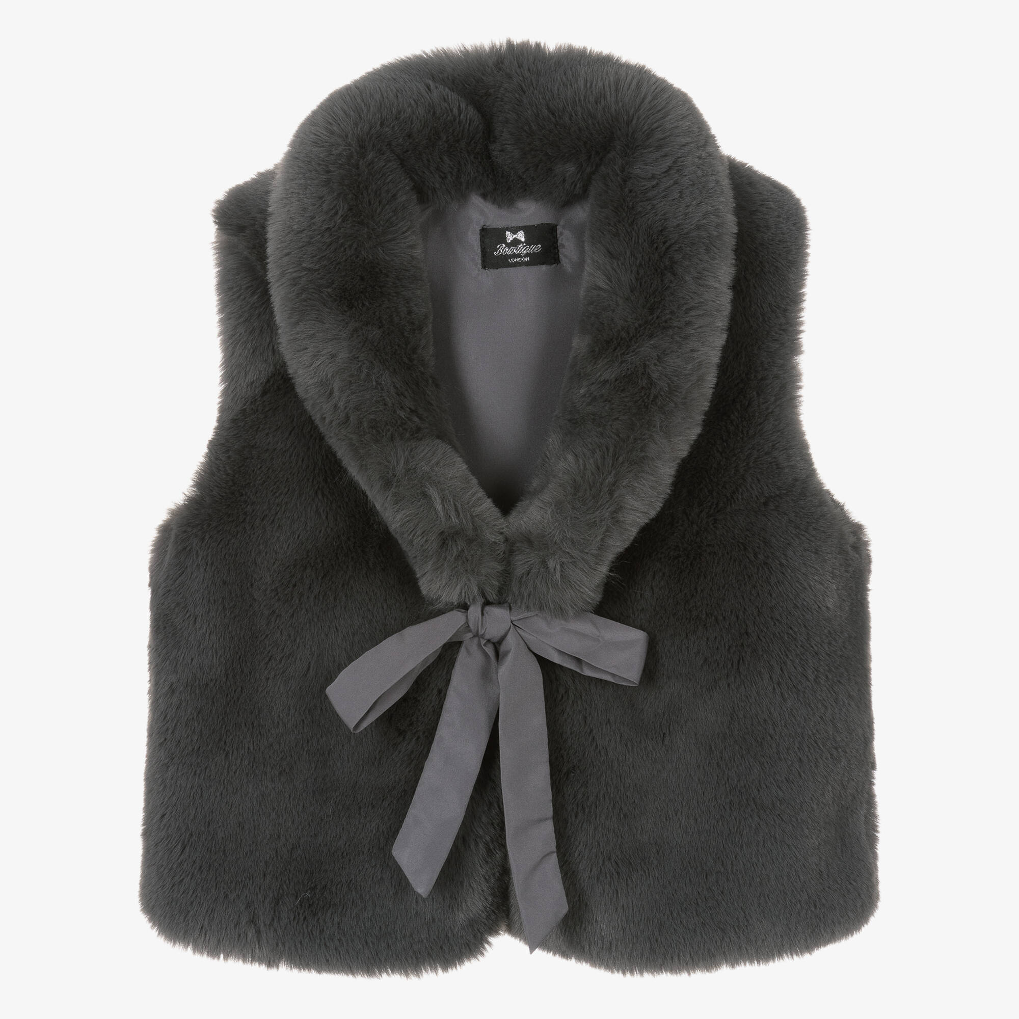 Bowtique London - جيليه فرو صناعي لون رمادي داكن للبنات | Childrensalon ...