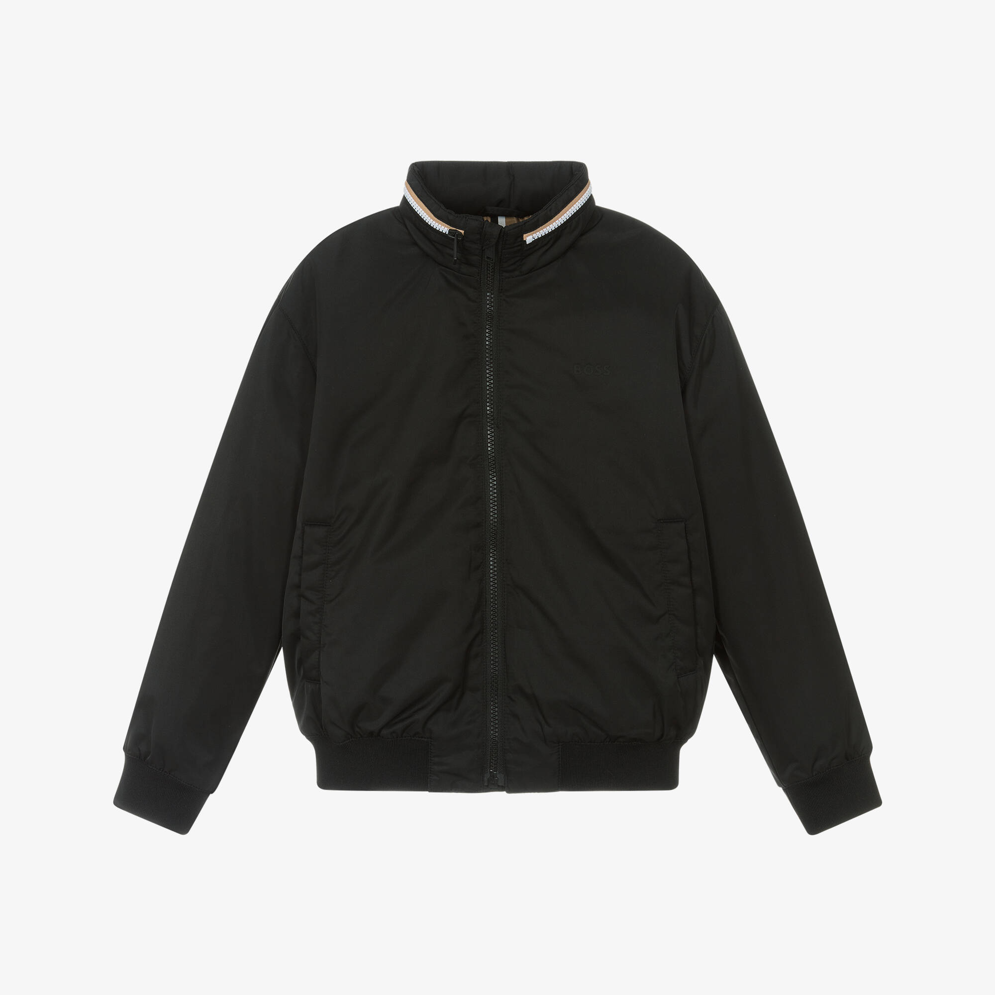 BOSS - Boys Black Padded Jacket with Fold-Away Hood | Childrensalon Outlet