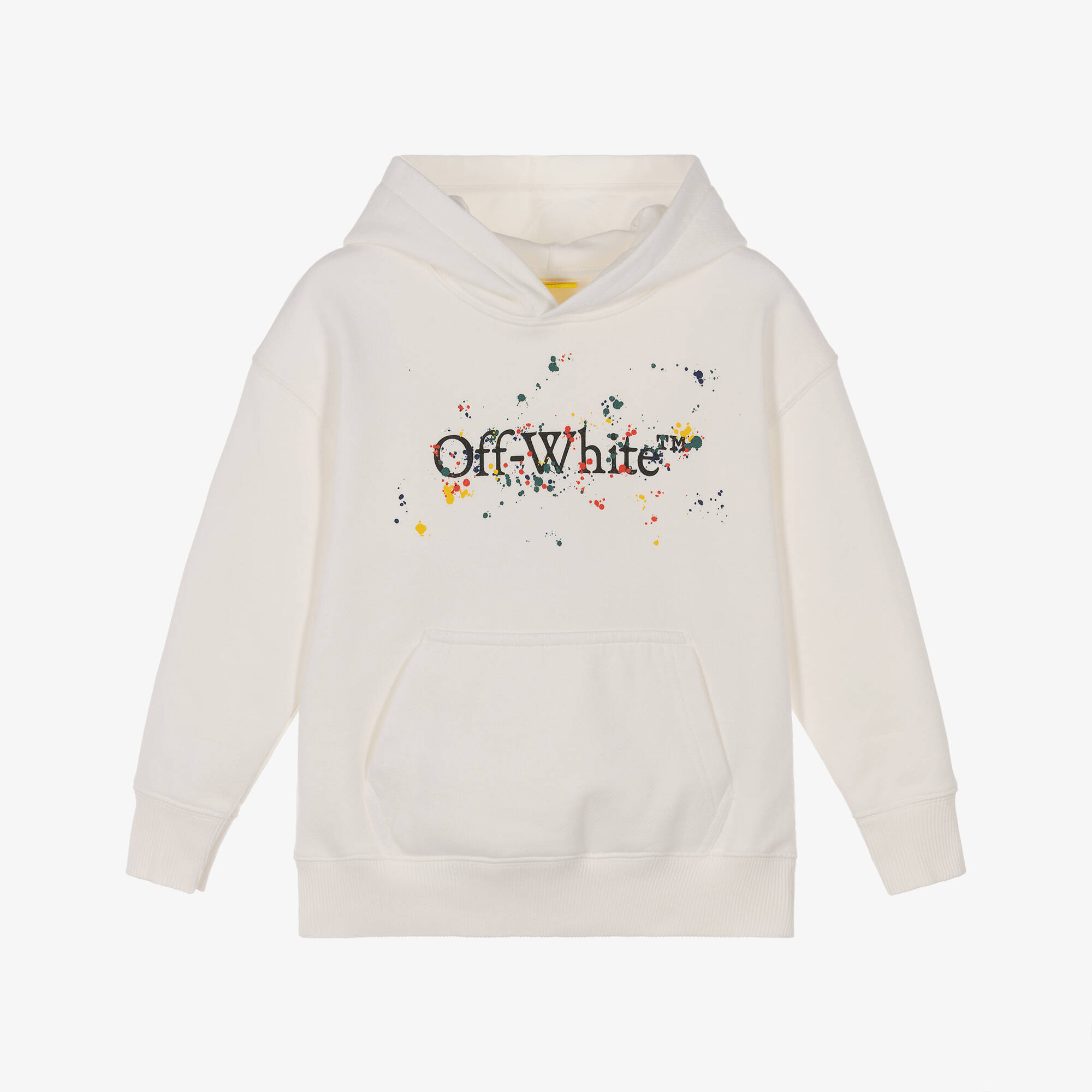 Off-White - Boys Ivory Cotton Bookish Splat Logo Hoodie | Childrensalon ...