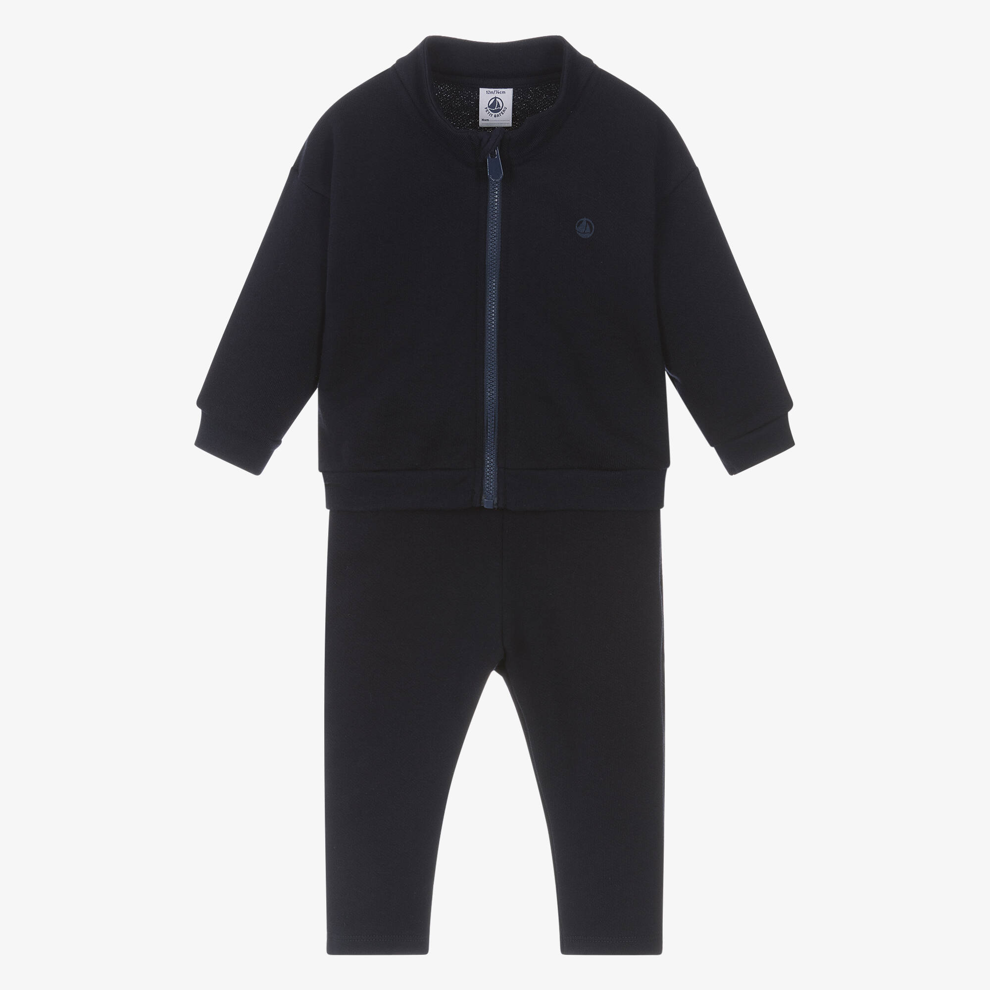 Petit Bateau - Boys Navy Blue Organic Cotton Trouser Set ...