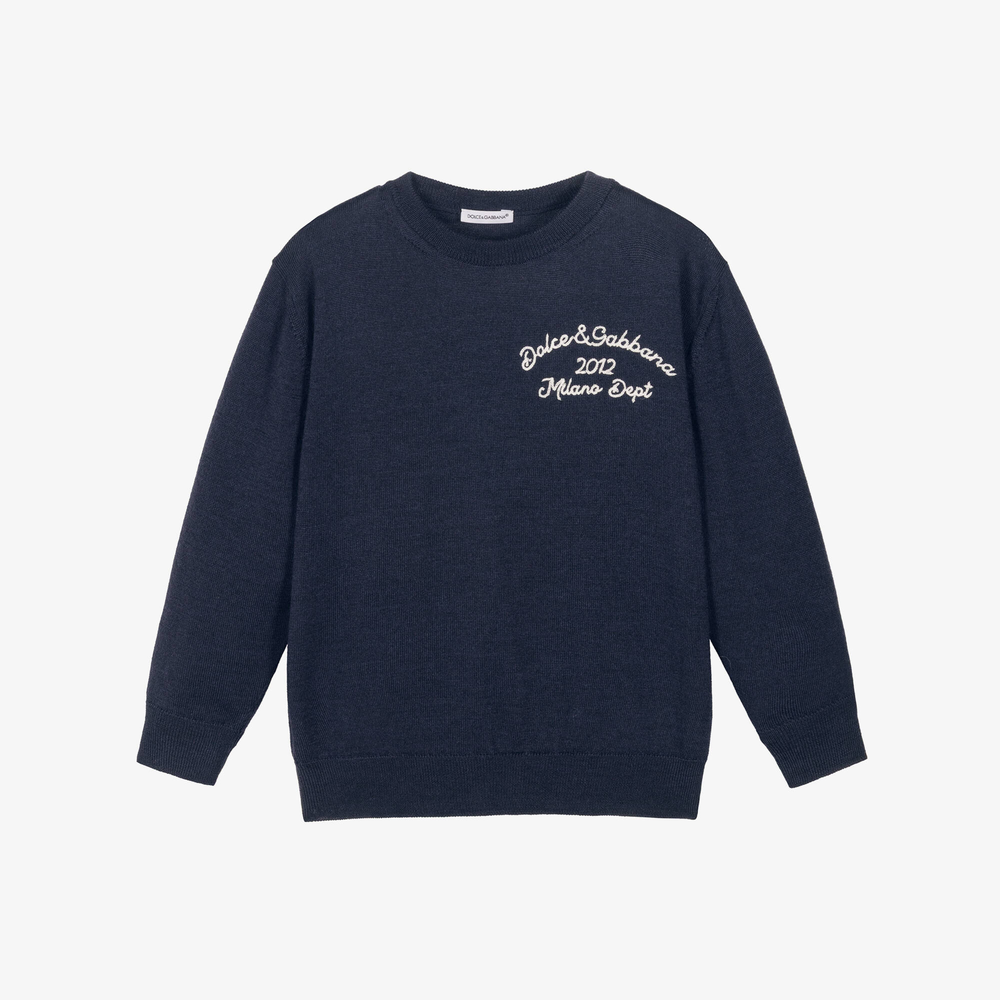 Dolce & Gabbana - Boys Navy Blue Wool Embroidered Sweater ...
