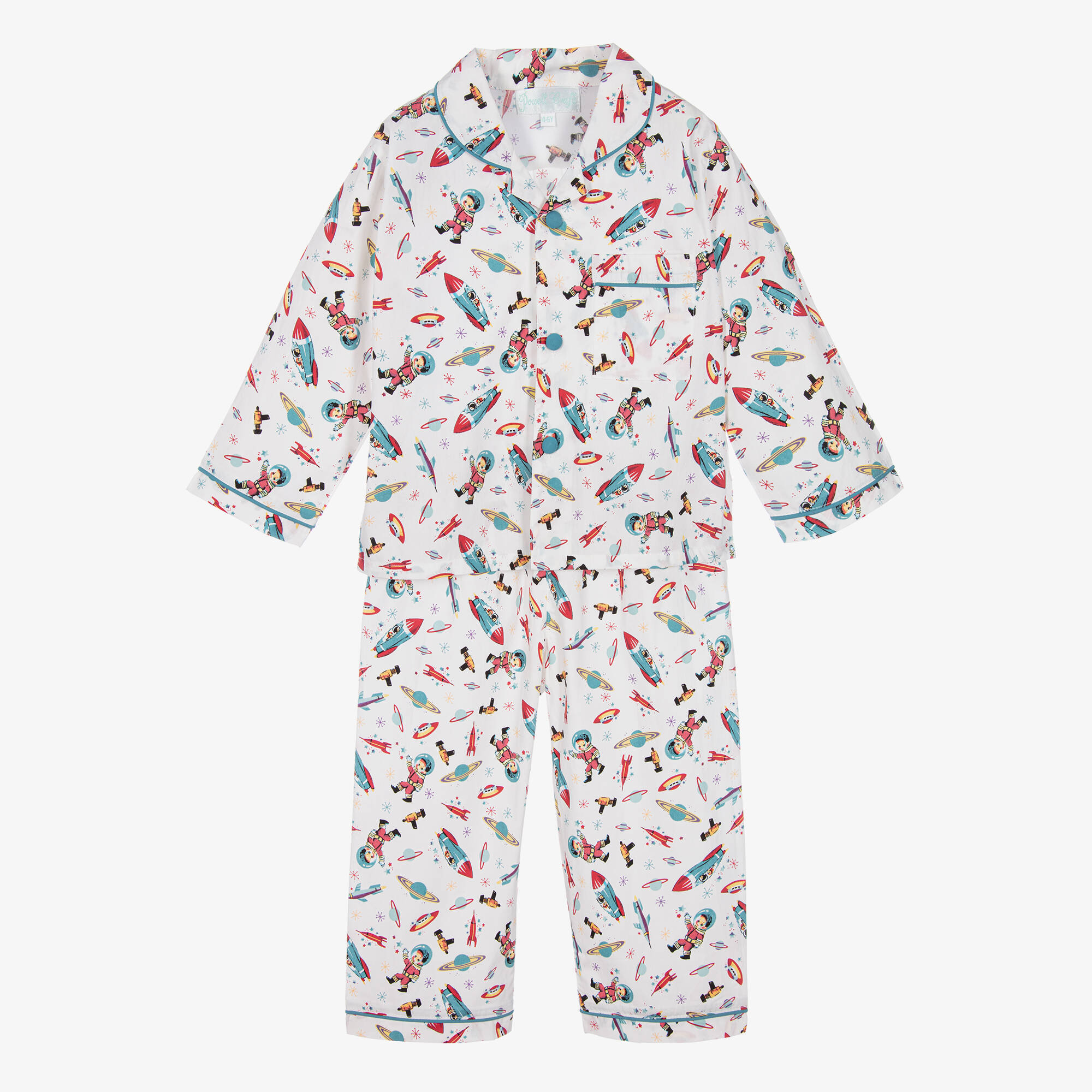 Powell Craft - Boys White Cotton Pyjamas | Childrensalon Outlet
