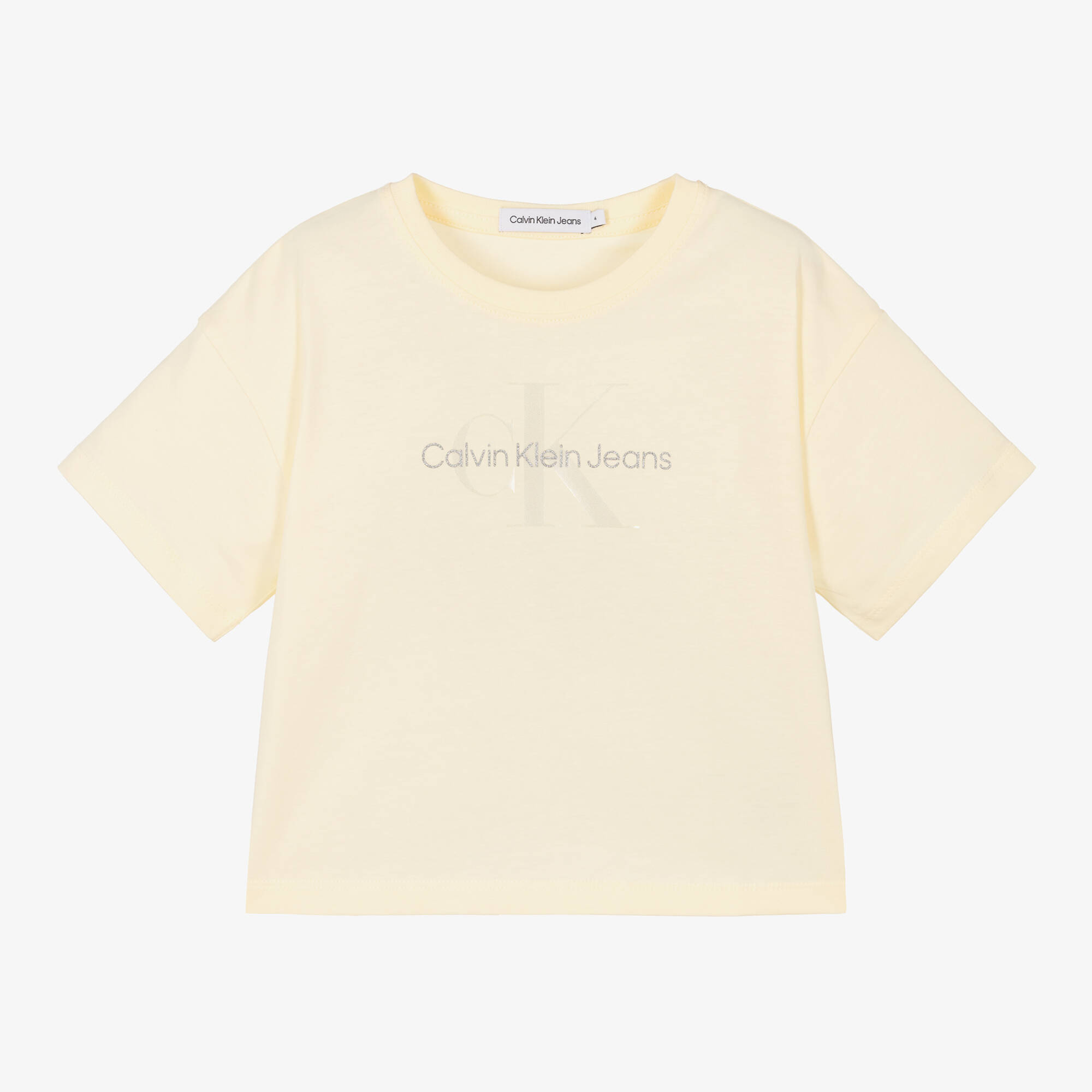 Calvin Klein - Girls Ivory Cotton Boxy Top | Childrensalon Outlet