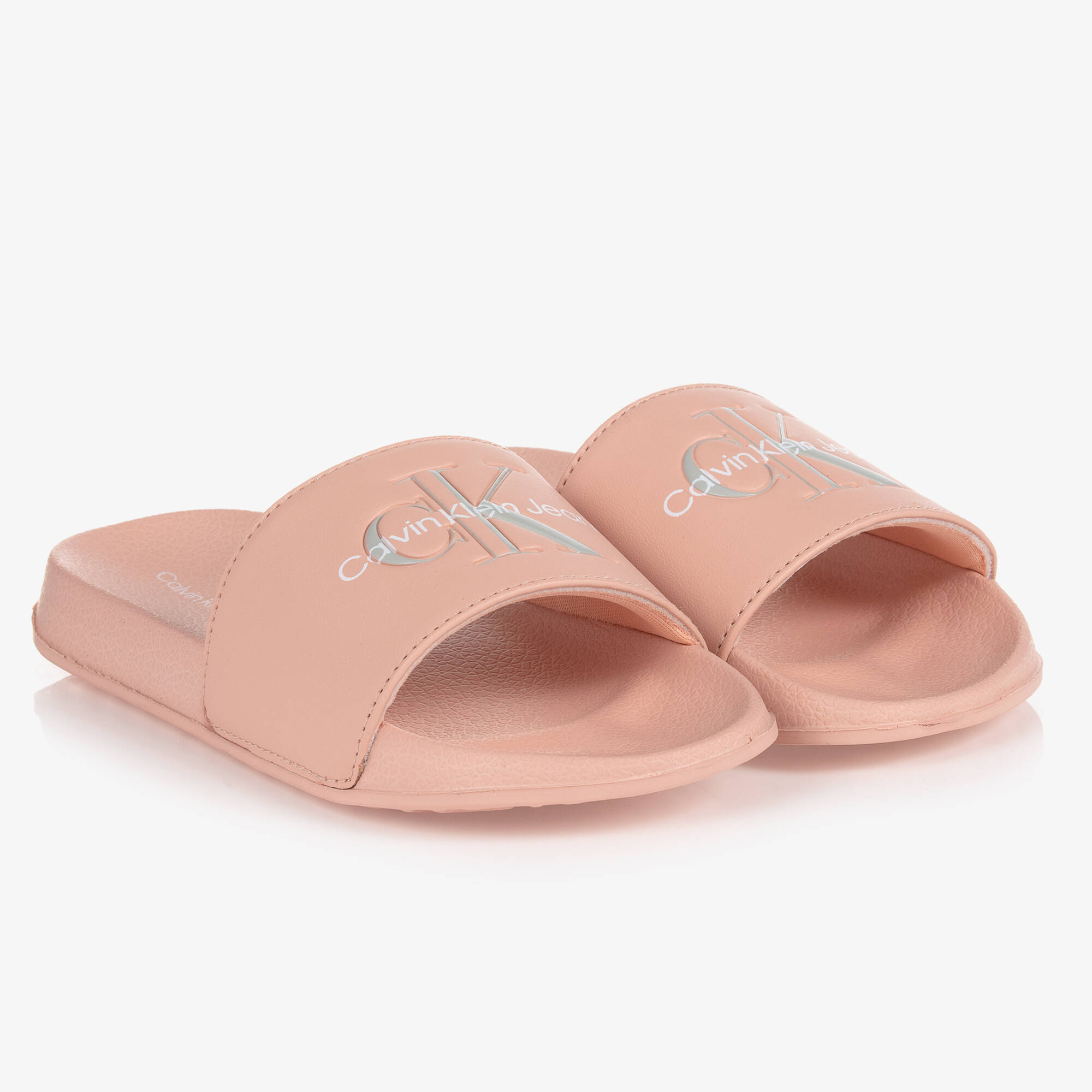 Calvin Klein Jeans - Girls Pink CK Logo Sliders | Childrensalon Outlet