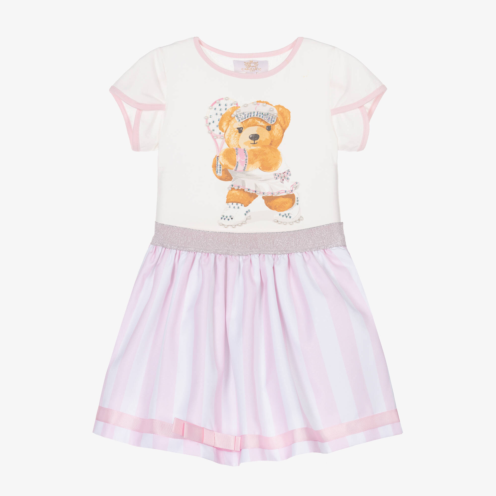 Caramelo Kids - Girls Ivory & Pink Teddy Skirt Set | Childrensalon Outlet