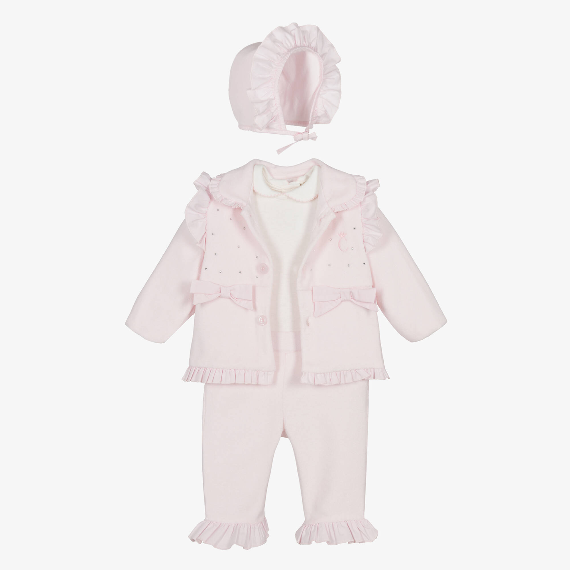 Caramelo Kids - Girls Pink Cotton Trouser Set | Childrensalon Outlet