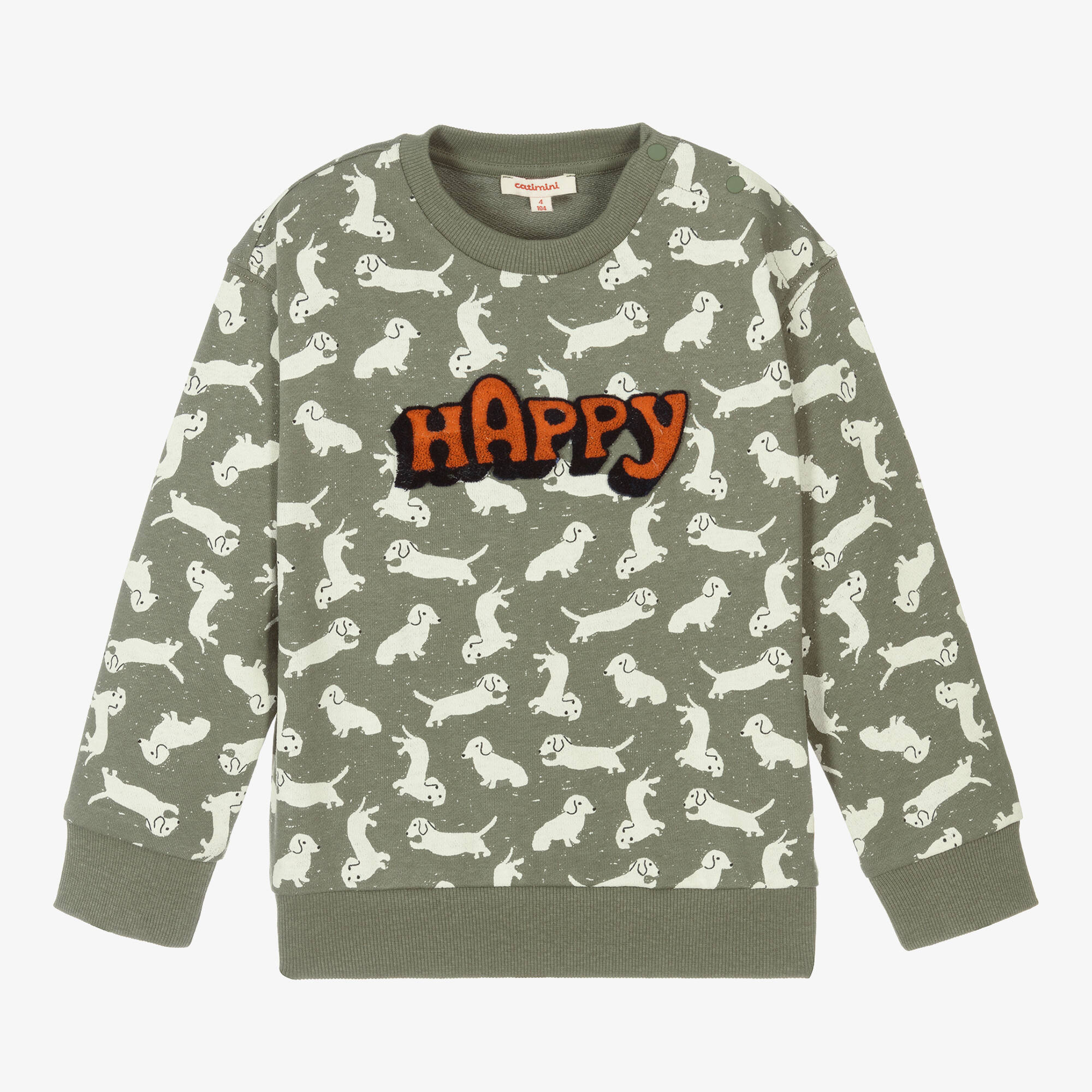 Catimini - Boys Green Cotton Puppy Sweater | Childrensalon Outlet