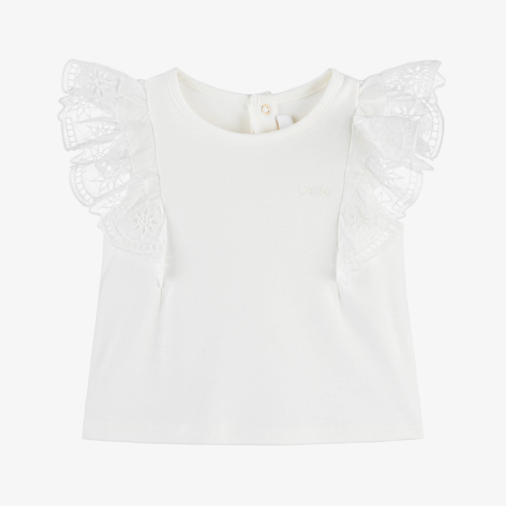 Chloé - Baby Girls White Cotton Top | Childrensalon Outlet