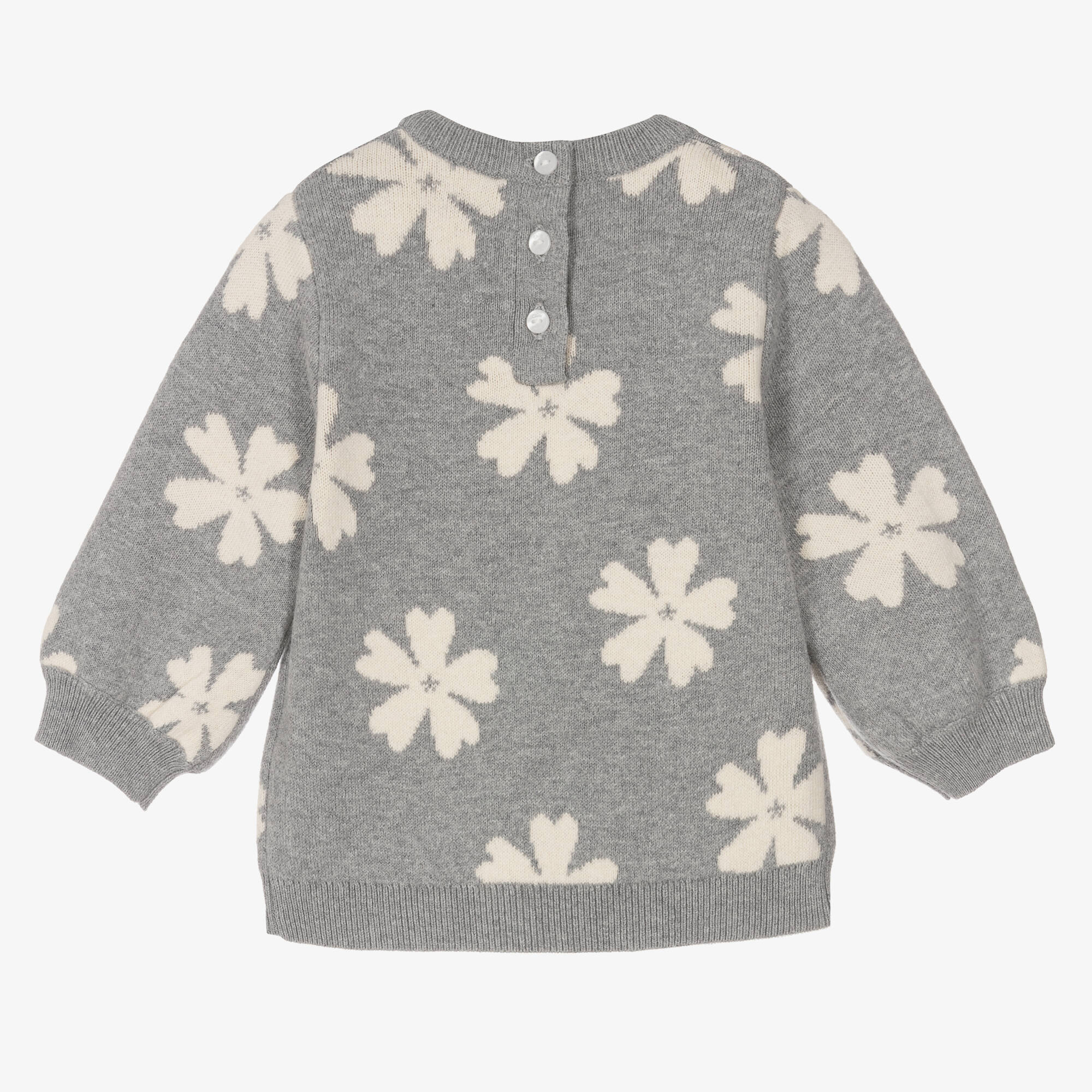 Chloé - Girls Grey Floral Knit Sweater | Childrensalon Outlet