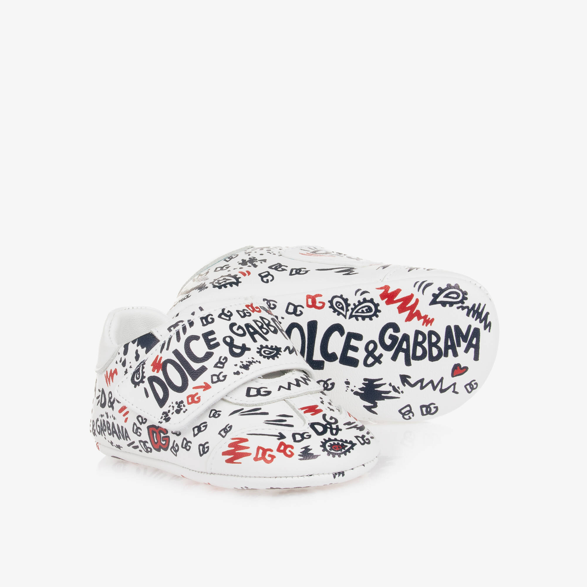 Dolce & Gabbana - Boys White Logo Leather Pre-Walkers | Childrensalon ...